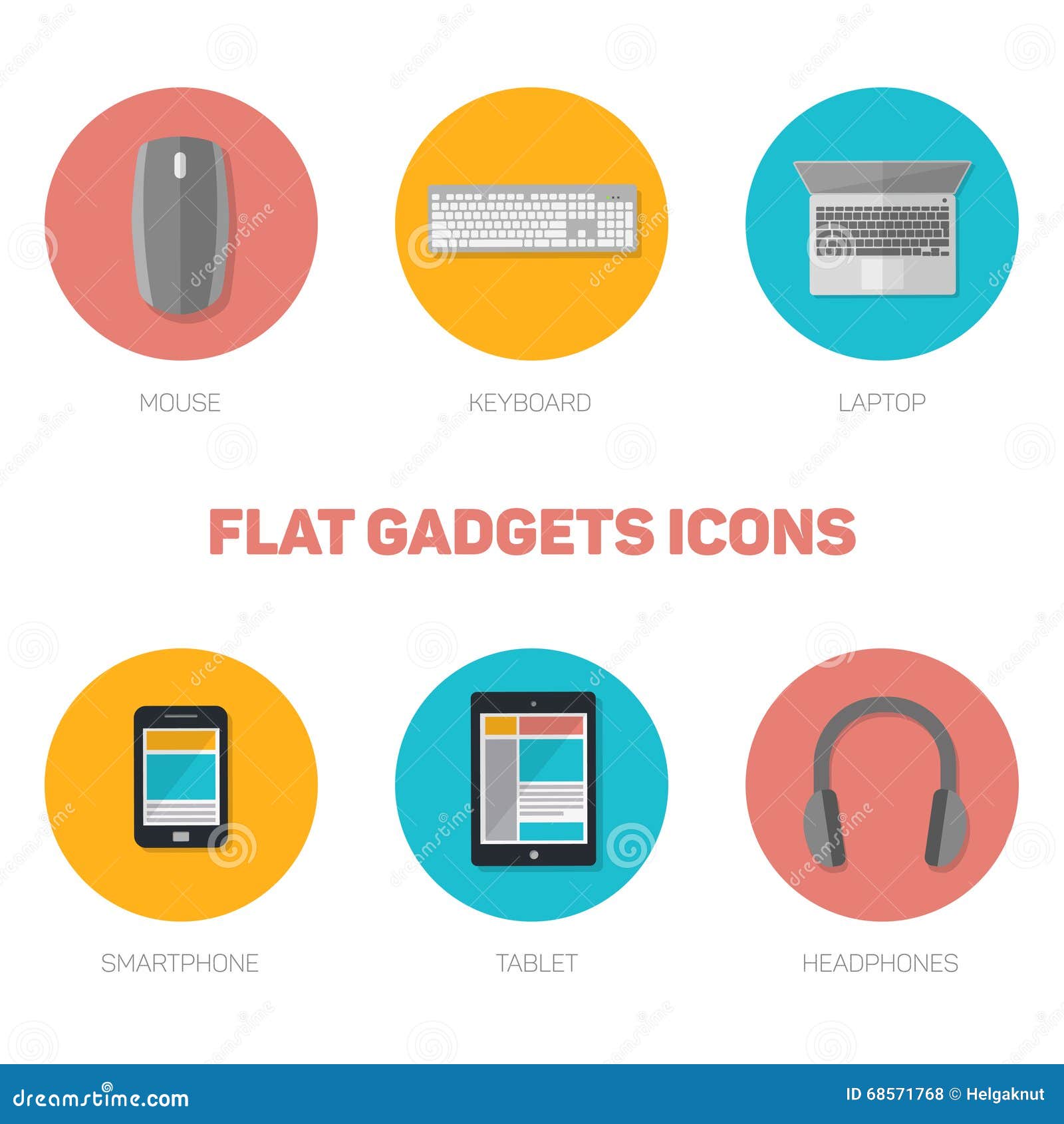 Set of flat gadgets icons stock vector. Illustration of elements - 68571768