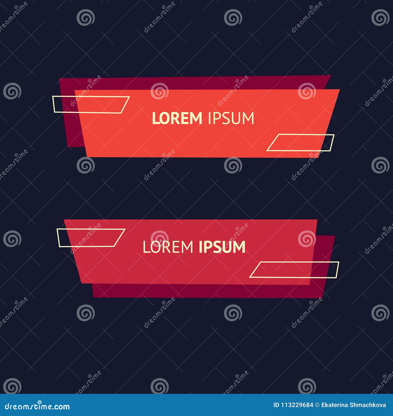 Set of Flat Geometric Polygon Vector Banners. Stock Vector ...