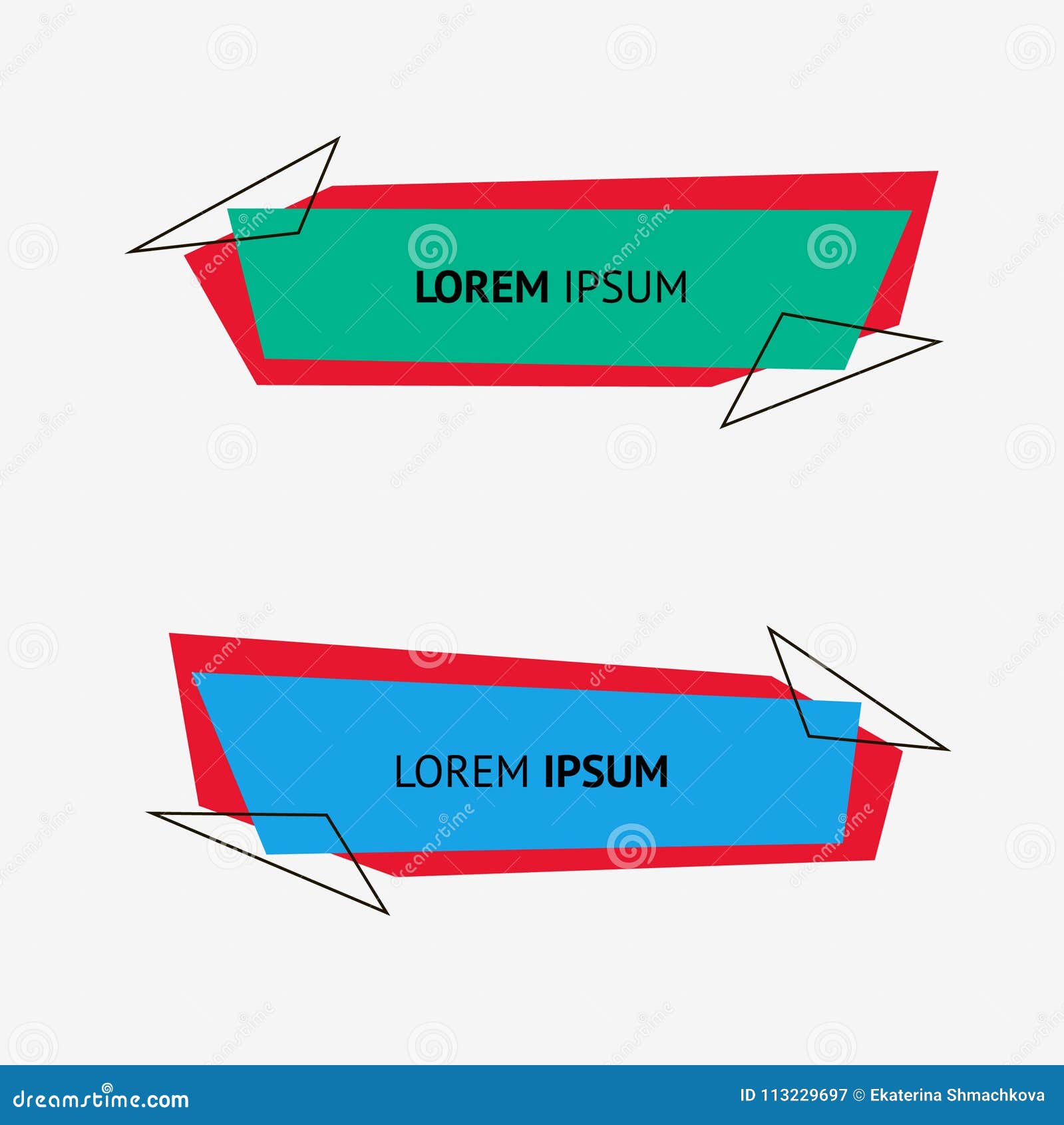 Set of Flat Geometric Polygon Vector Banners. Stock Illustration ...