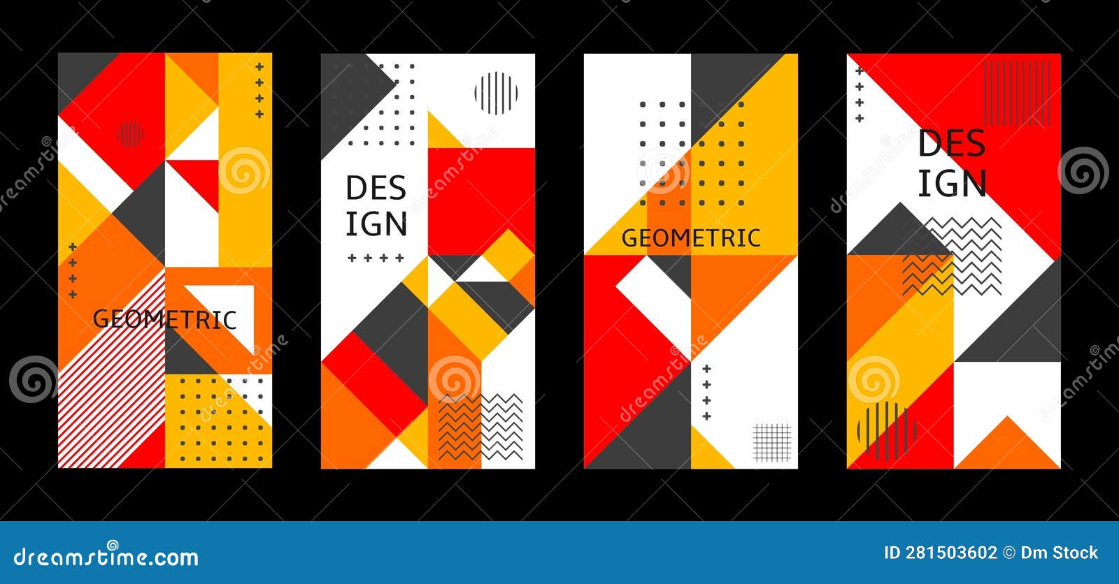 Set of Flat Geometric Poster Business Identity Front Page Stock Vector ...