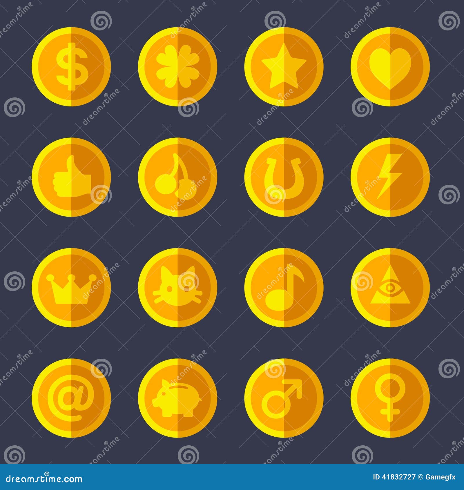 Set of flat gold coins stock vector. Illustration of cash - 41832727