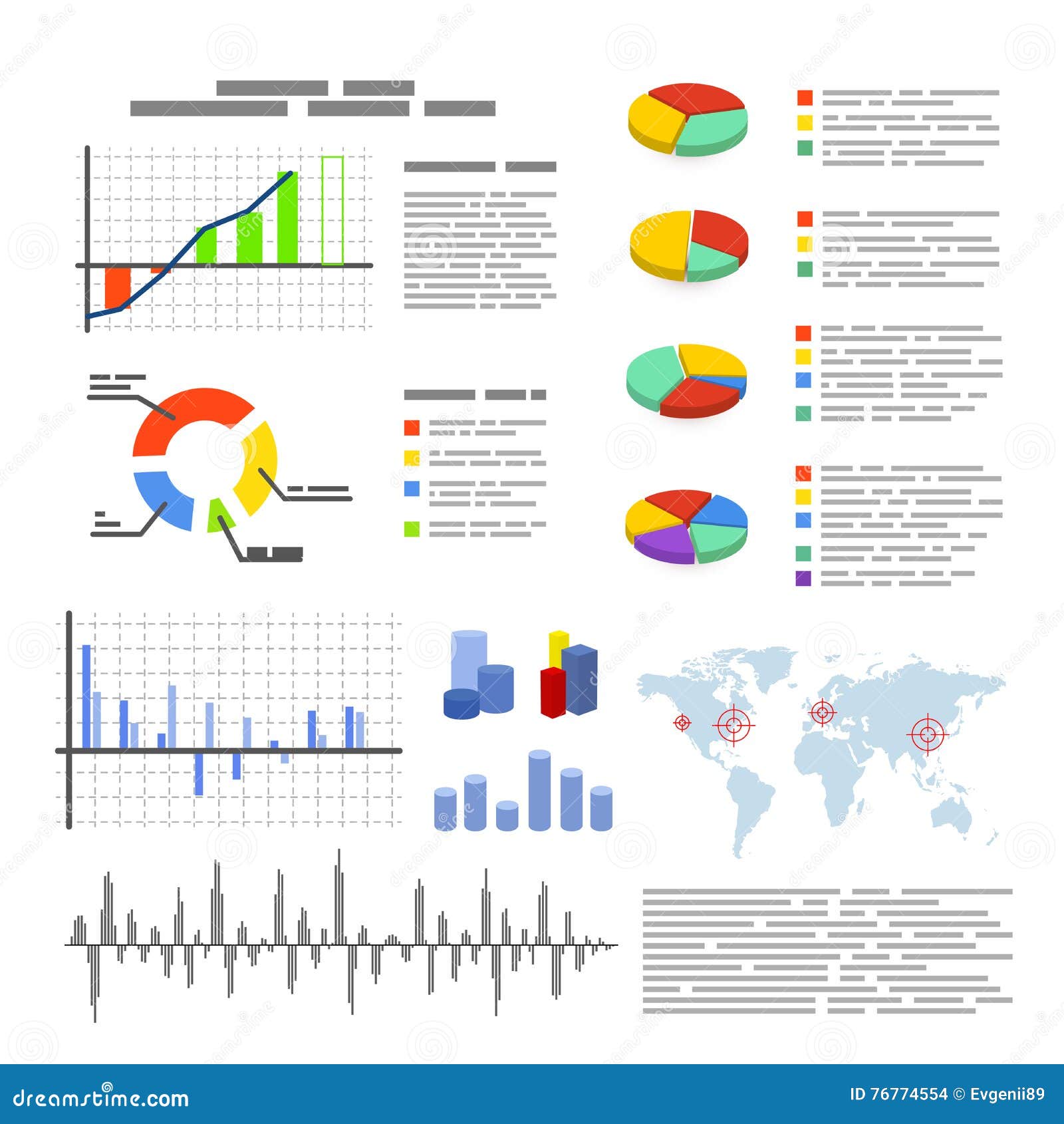 Set of Flat Graphics and Diagrams, Infographic Elements Isolated on ...