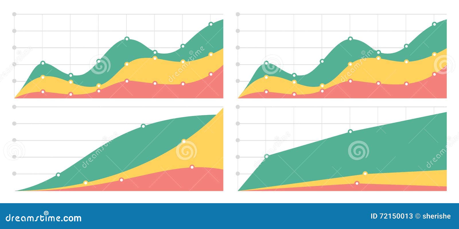 Set of Flat Graphs and Charts with a Grid Stock Vector - Illustration ...
