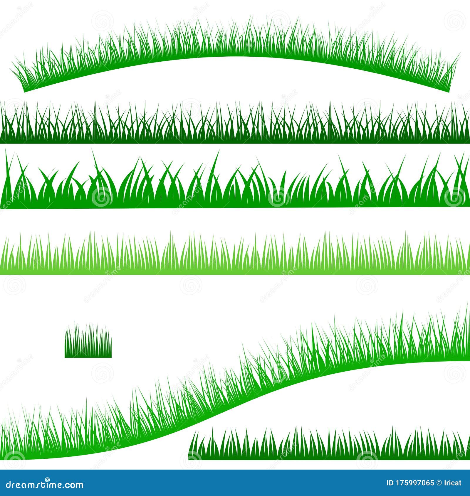 Set of Flat Green Grass Borders. Fresh Spring Collection. Pattern and ...