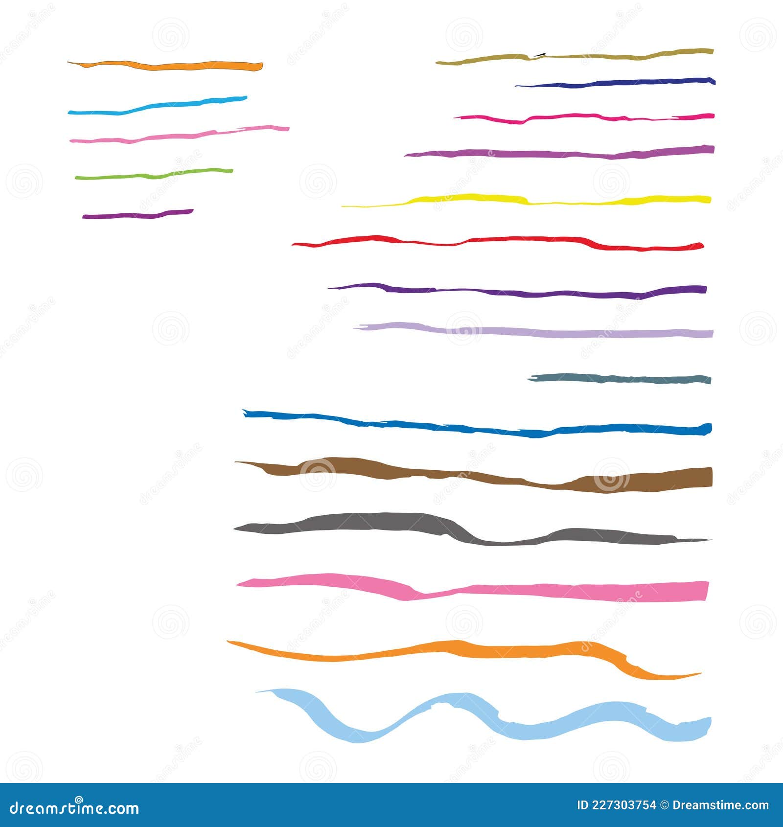 Set of 19 Flat Grunge Brushes. Thin and Thick Lines with Pen and Ink ...