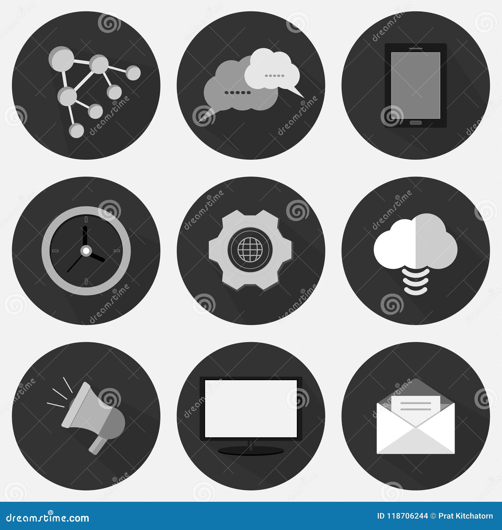 Set Flat Icon Business Gray Stock Vector - Illustration of information ...