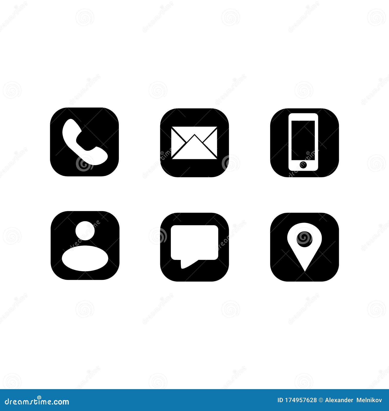 Set of Flat Icons about Calls, Messages, Location. Vector Illustration ...
