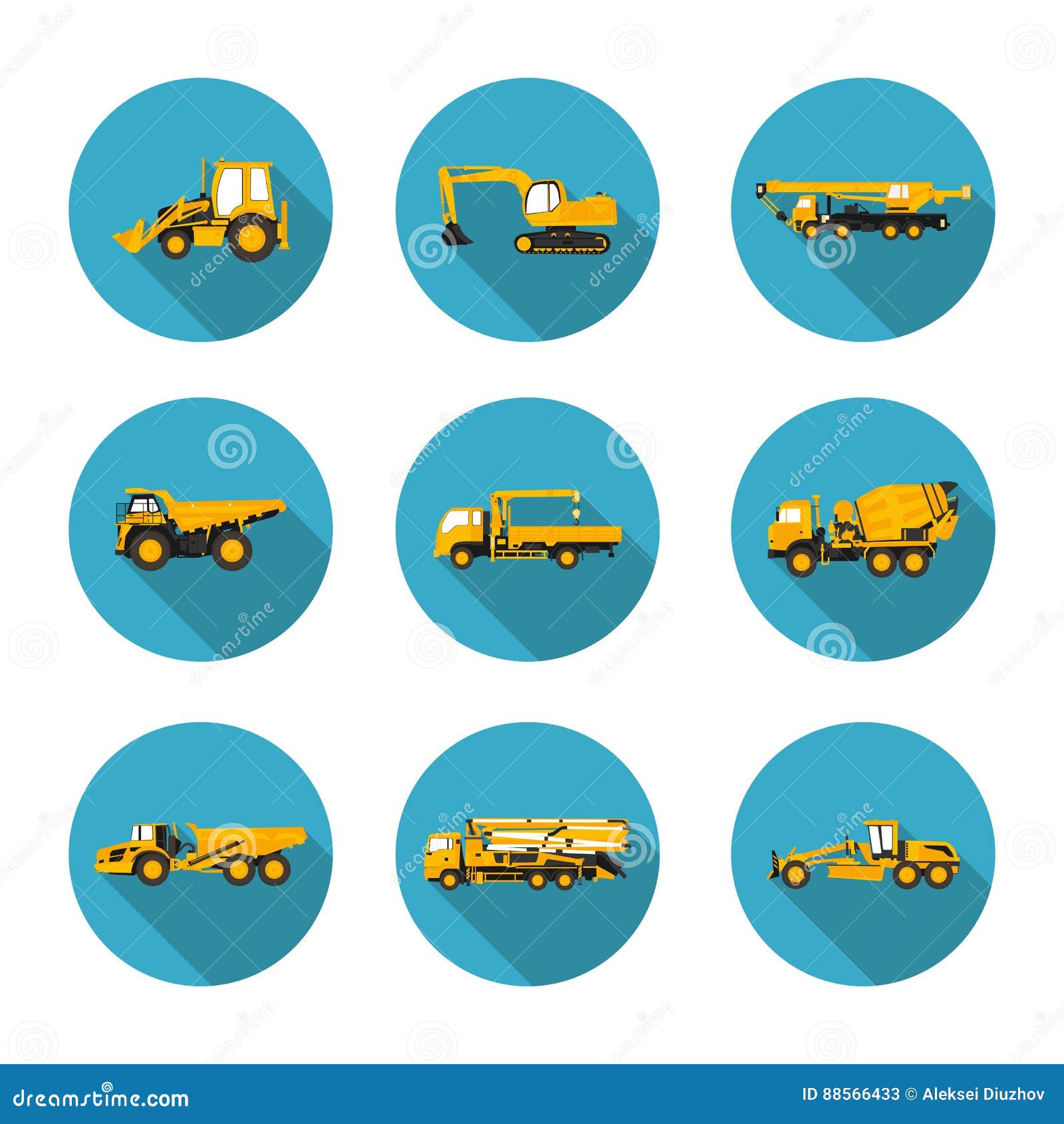Set of Flat Icons for Construction Equipment Stock Vector ...