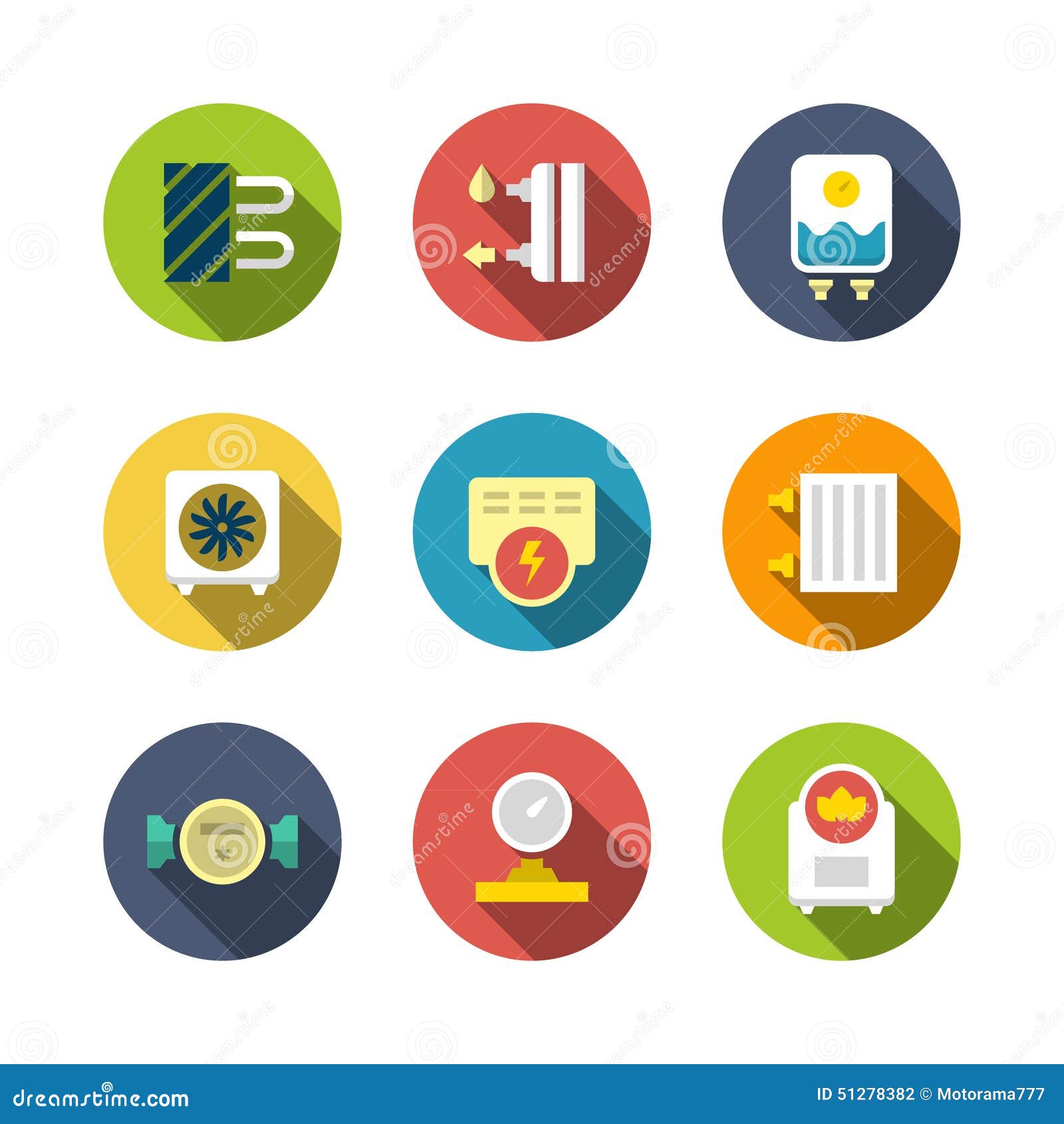 Set flat icons of heating stock vector. Illustration of household ...