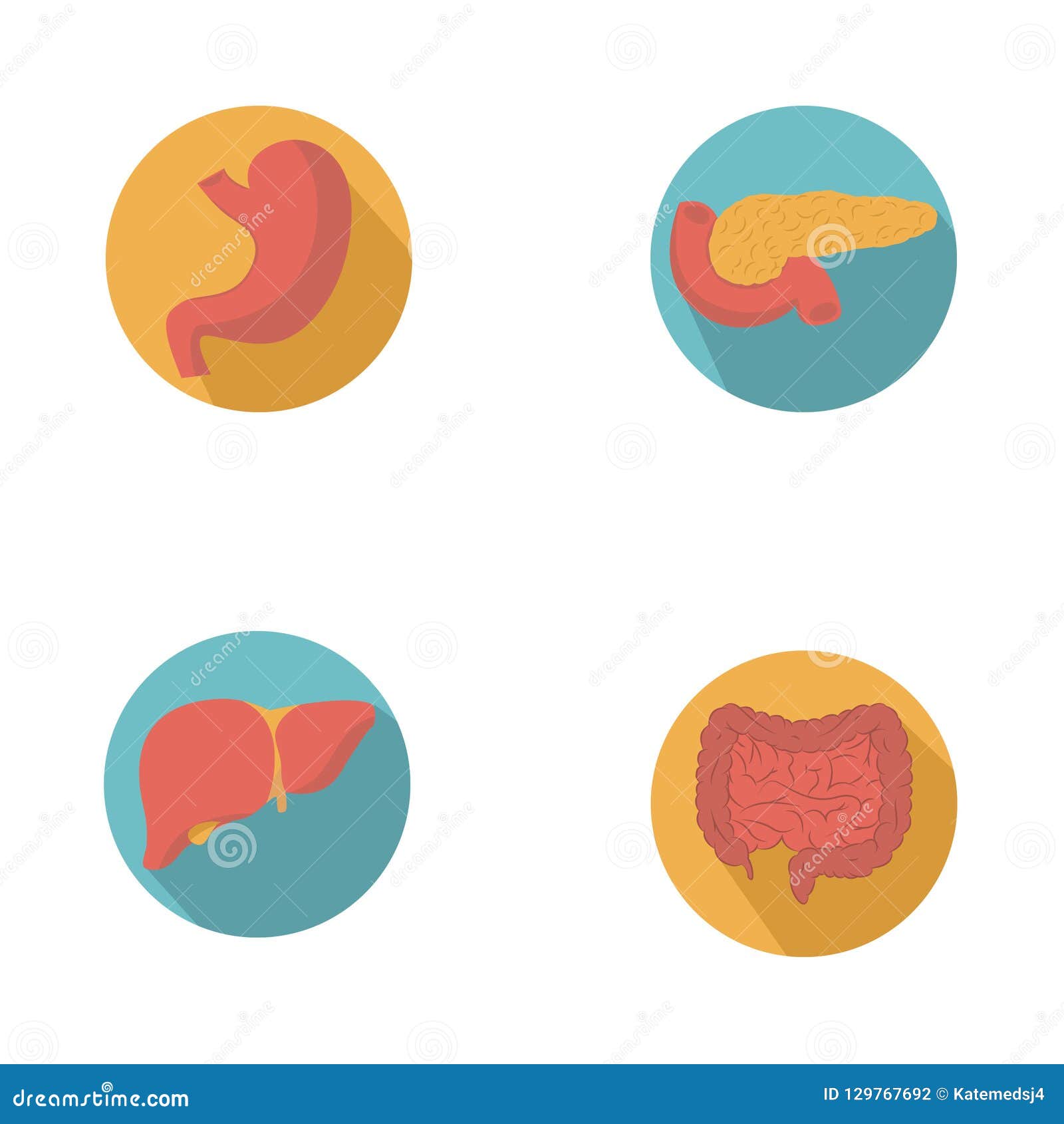 Modern Flat Icons Vector Set with Long Shadow Effect in Stylish Colors ...