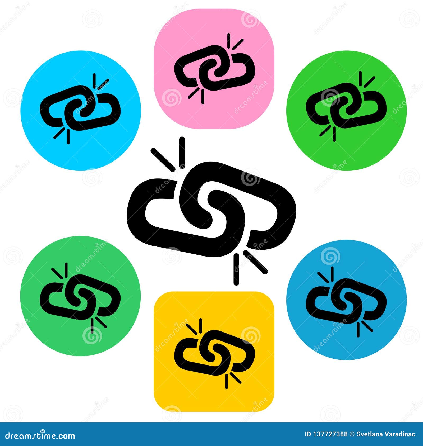 Set of Flat Icons the Link Break or Broken Connection. Stock Vector ...