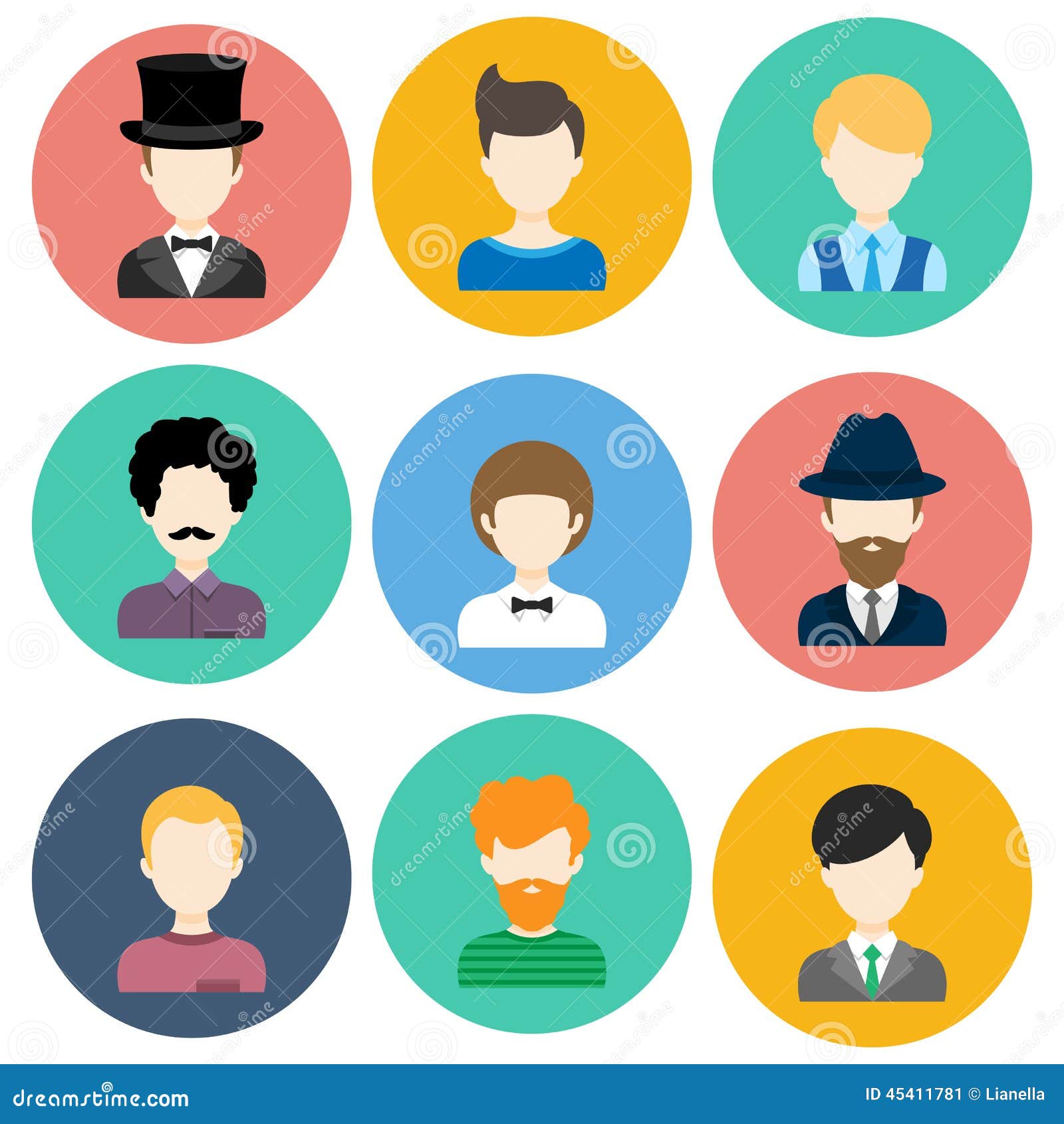Set of Flat Icons with Man Characters Stock Vector - Illustration of ...