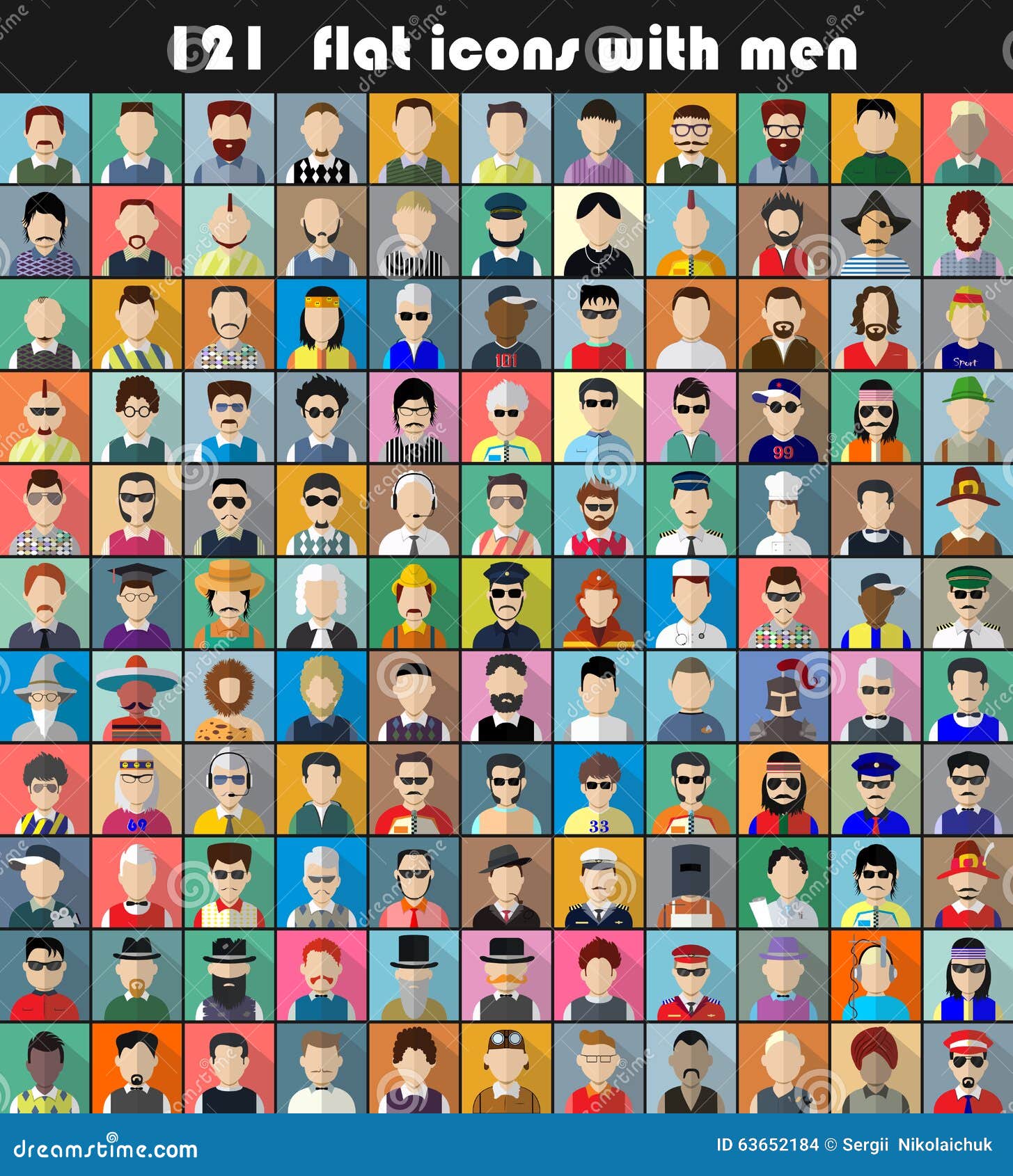 Set of flat icons with men stock vector. Illustration of human - 63652184