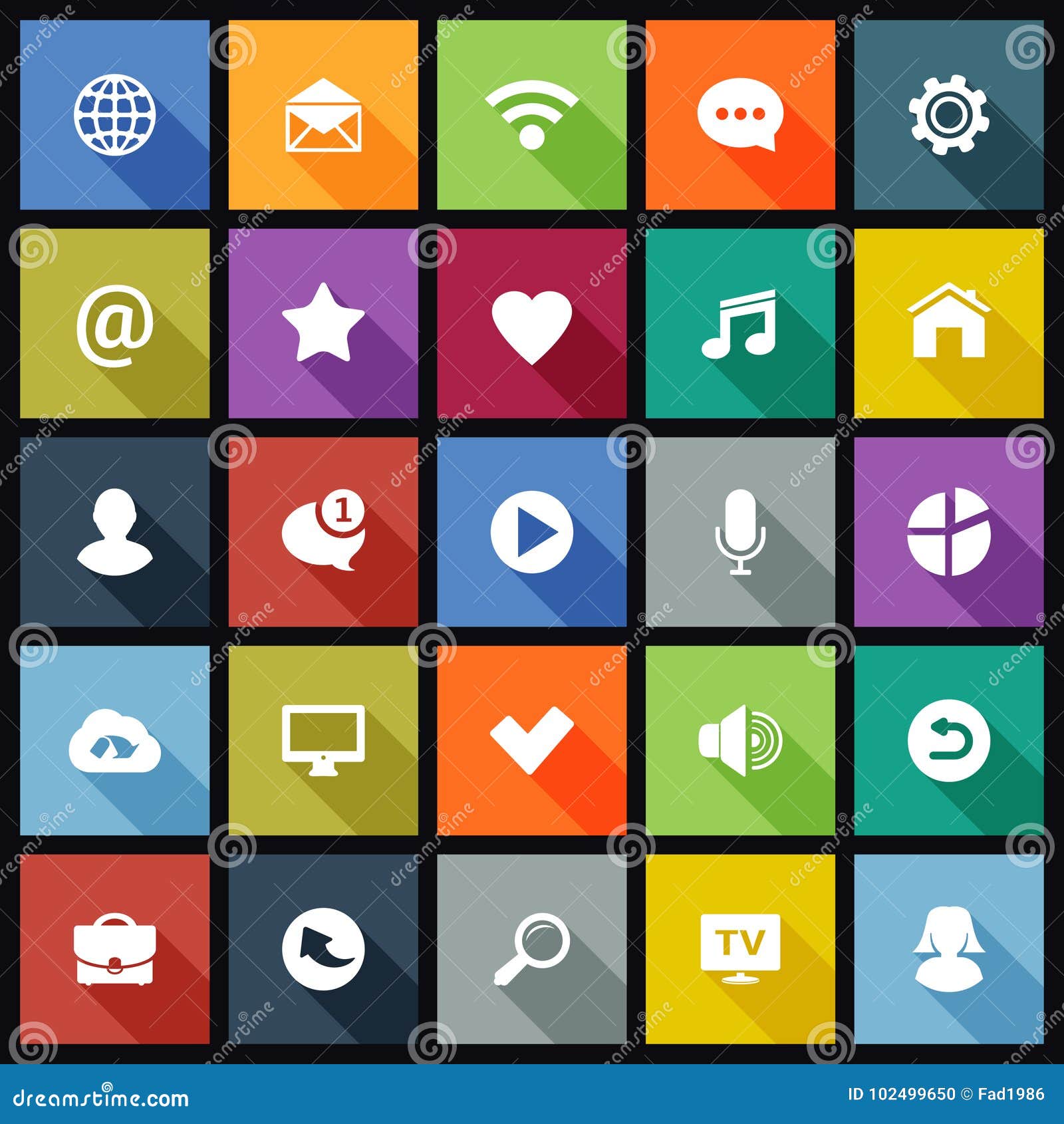 Set of Flat Icons for Mobile App and Web Stock Vector - Illustration of ...