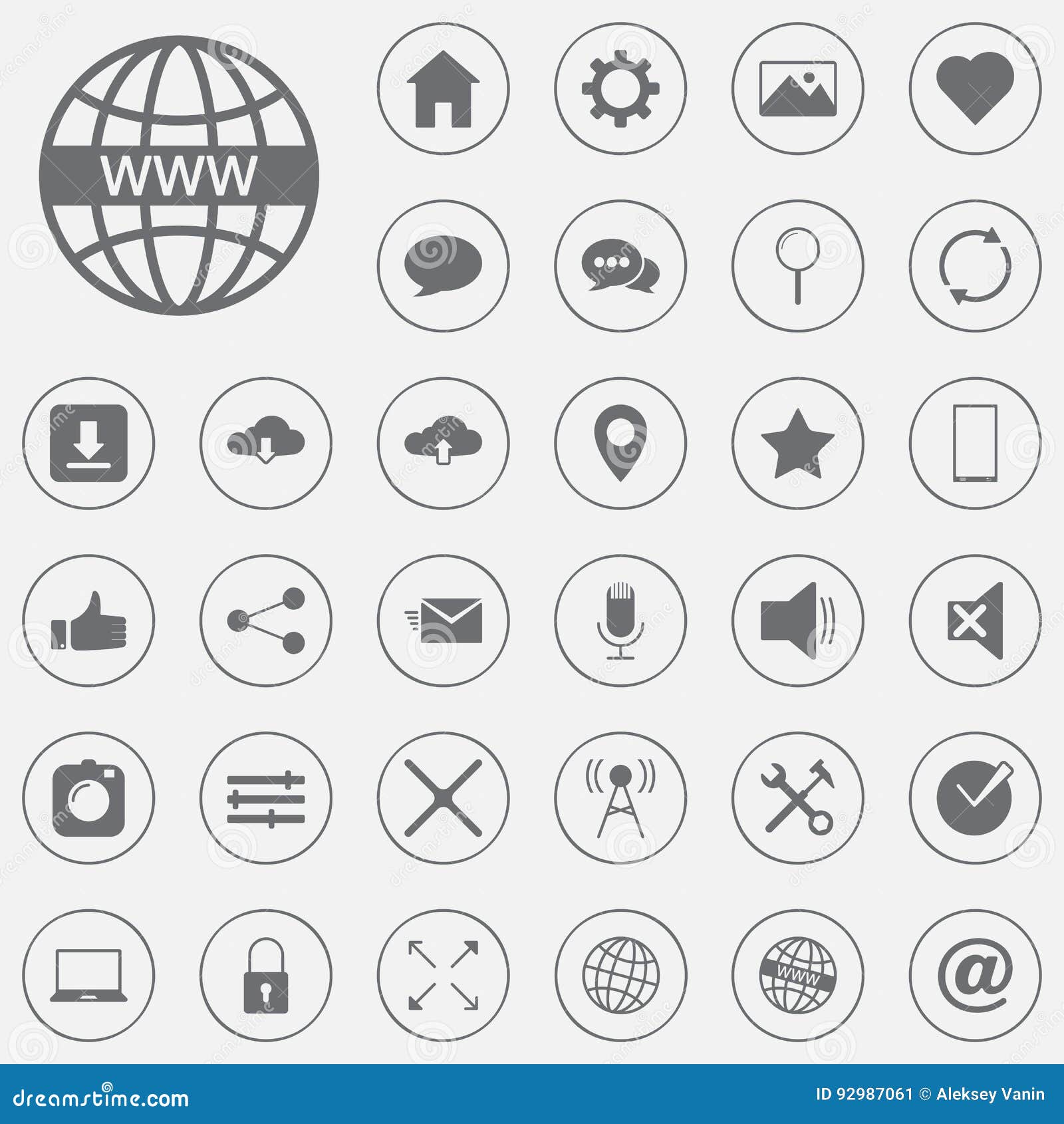 Set of Flat Icons for Mobile App and Web Vector, Solid Illustration ...