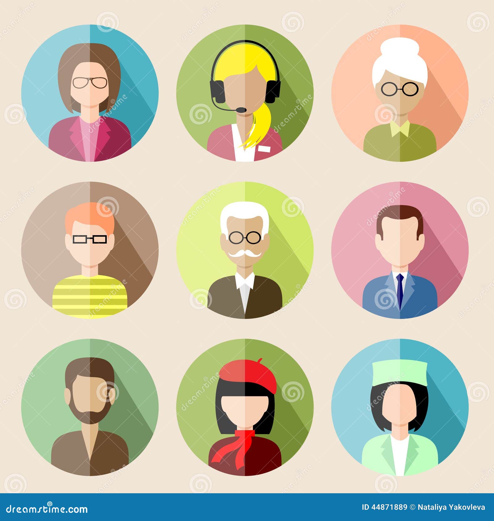 Set of Flat Icons with People. Stock Vector - Illustration of girl ...