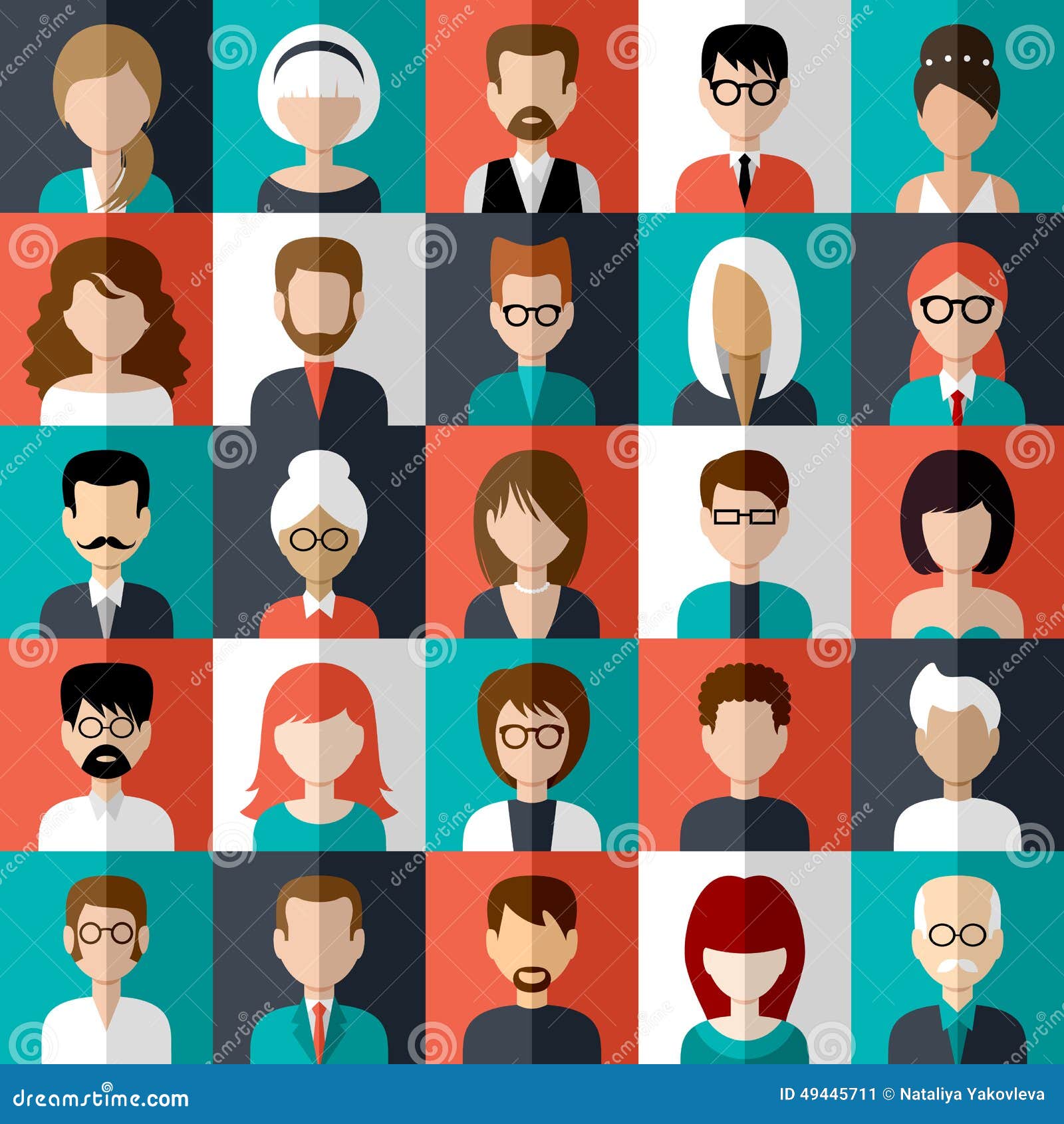 Set of Flat Icons with People. Stock Vector - Illustration of person ...