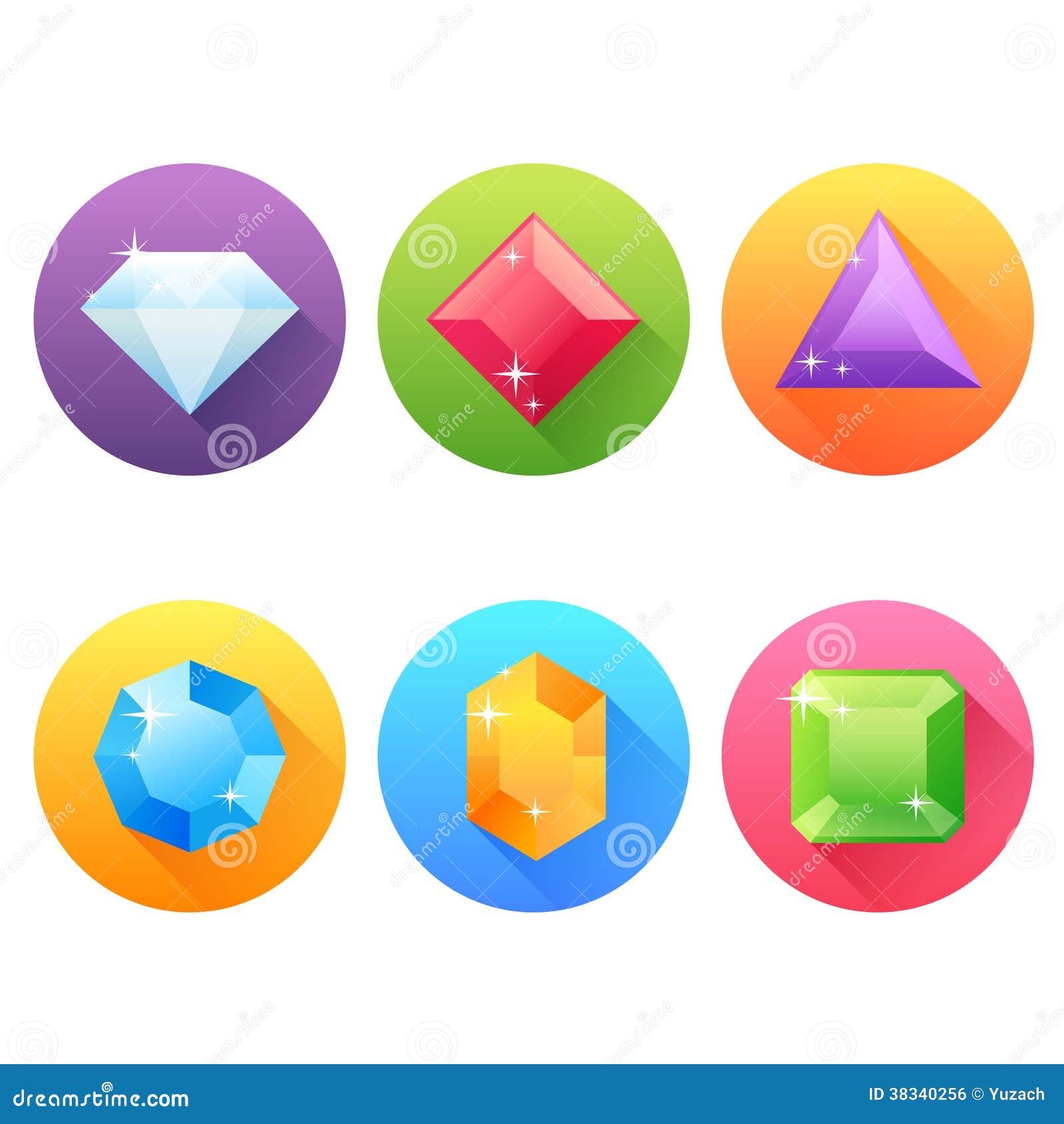 Set of Flat Icons with Precious Jewels Stock Vector - Illustration of ...