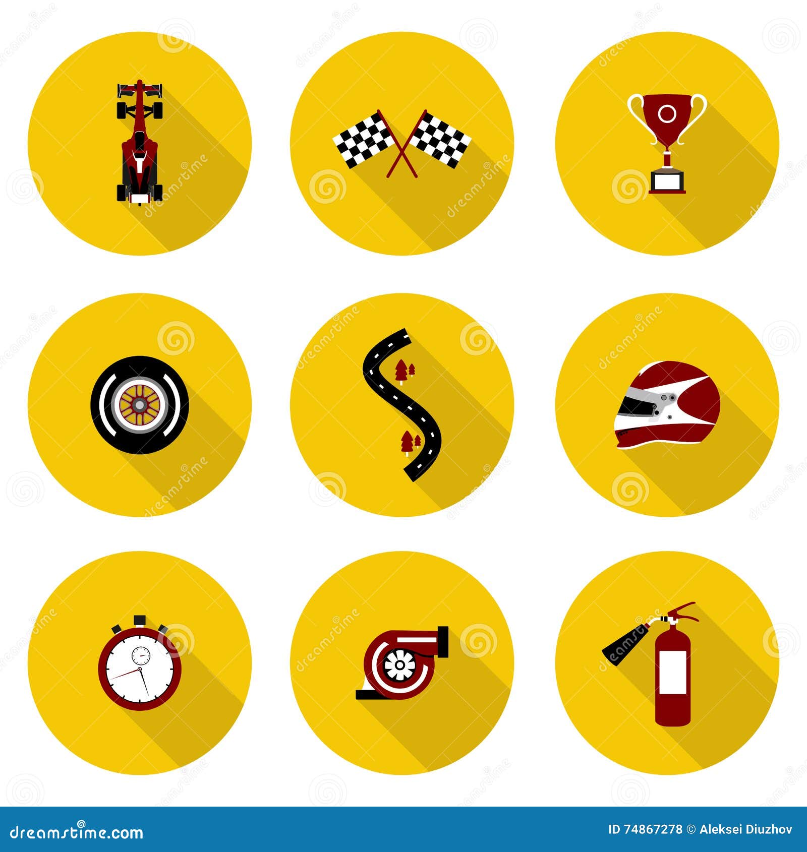 Set of flat icons race stock vector. Illustration of helmet - 74867278