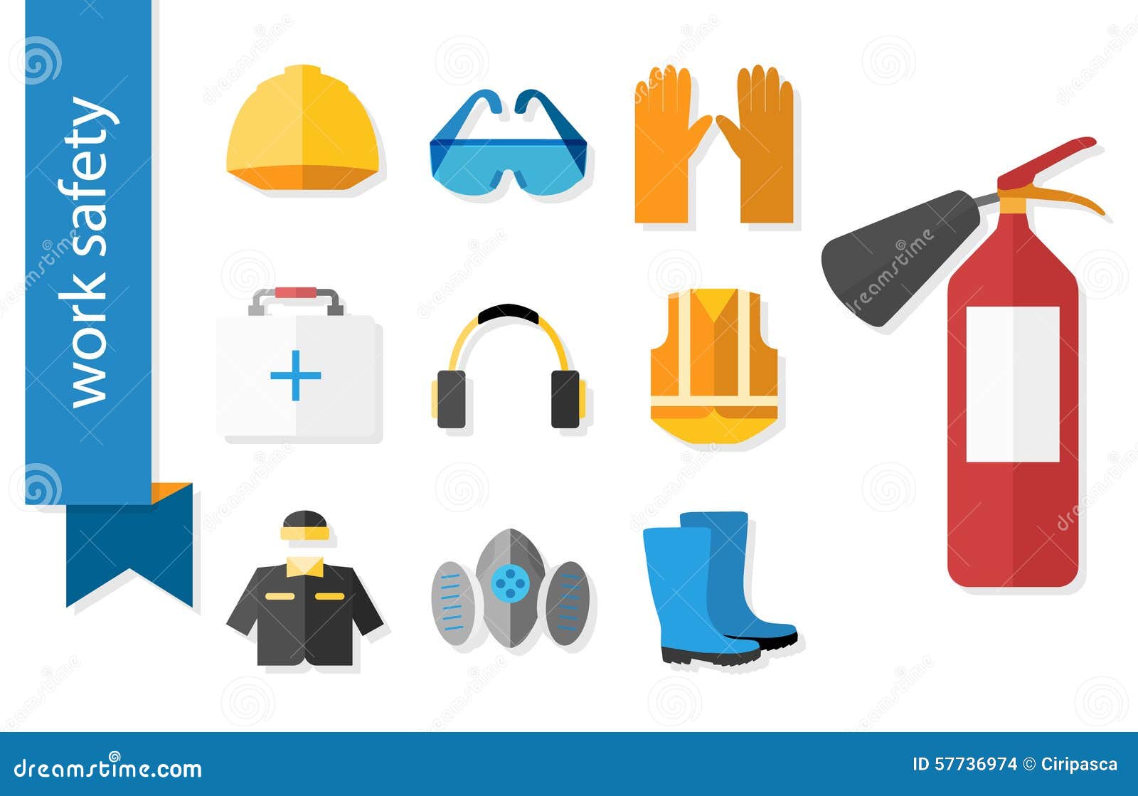Set of Flat Icons for Safety Work Stock Vector - Illustration of ...