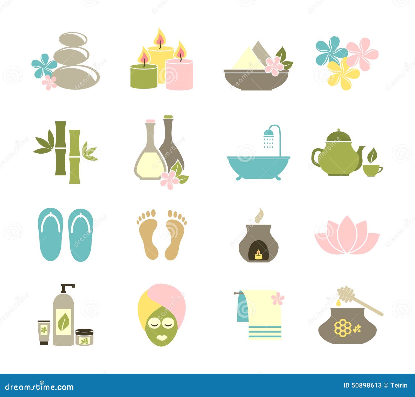 Set of flat icons for spa stock vector. Illustration of leisure - 50898613