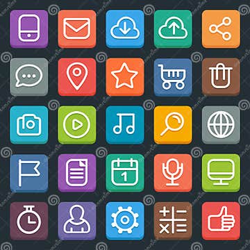 Set of flat icons stock vector. Illustration of flat - 35213076