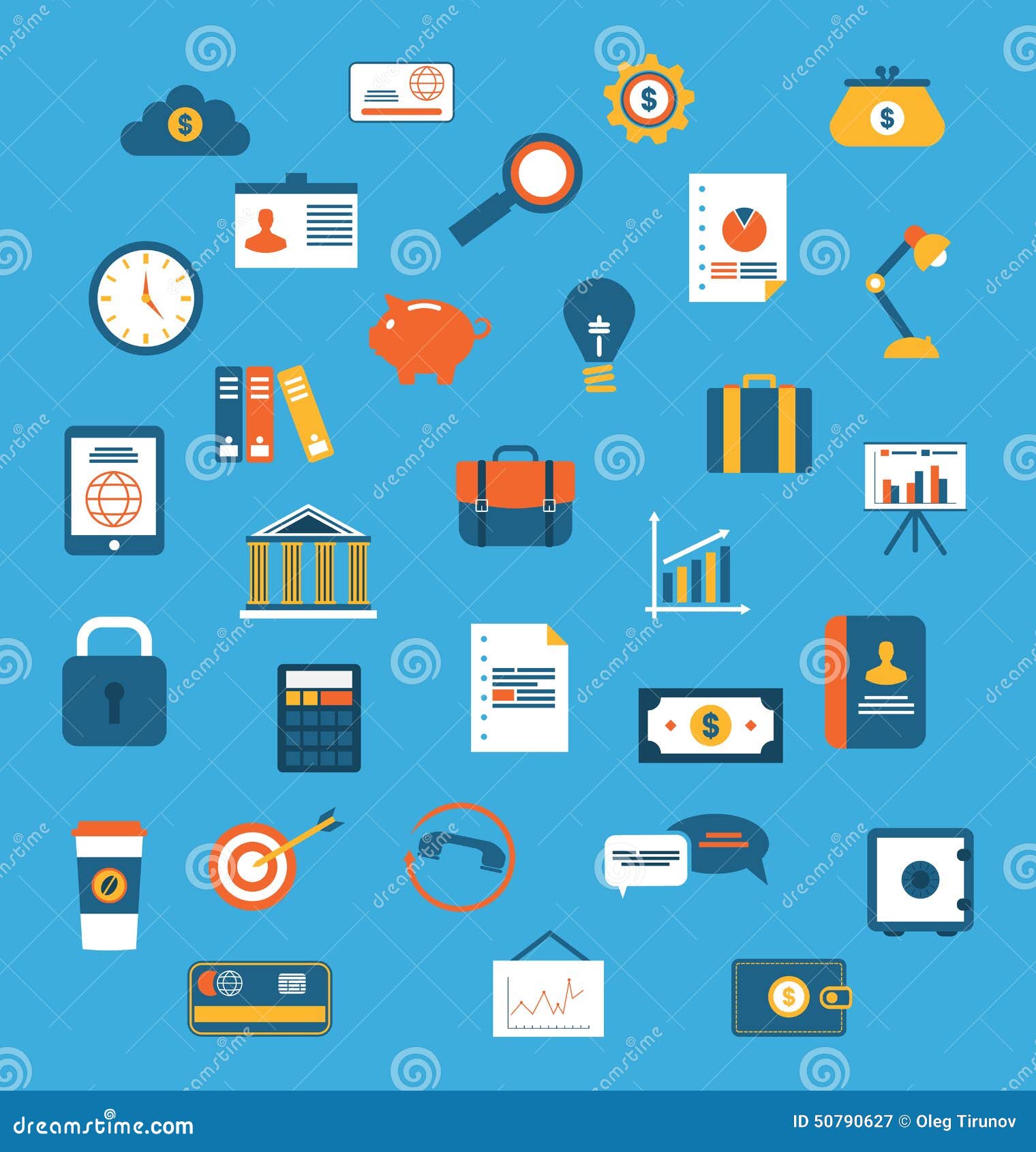 Set Flat Icons Of Web Design Objects Business Office And Marketing Items Stock Vector