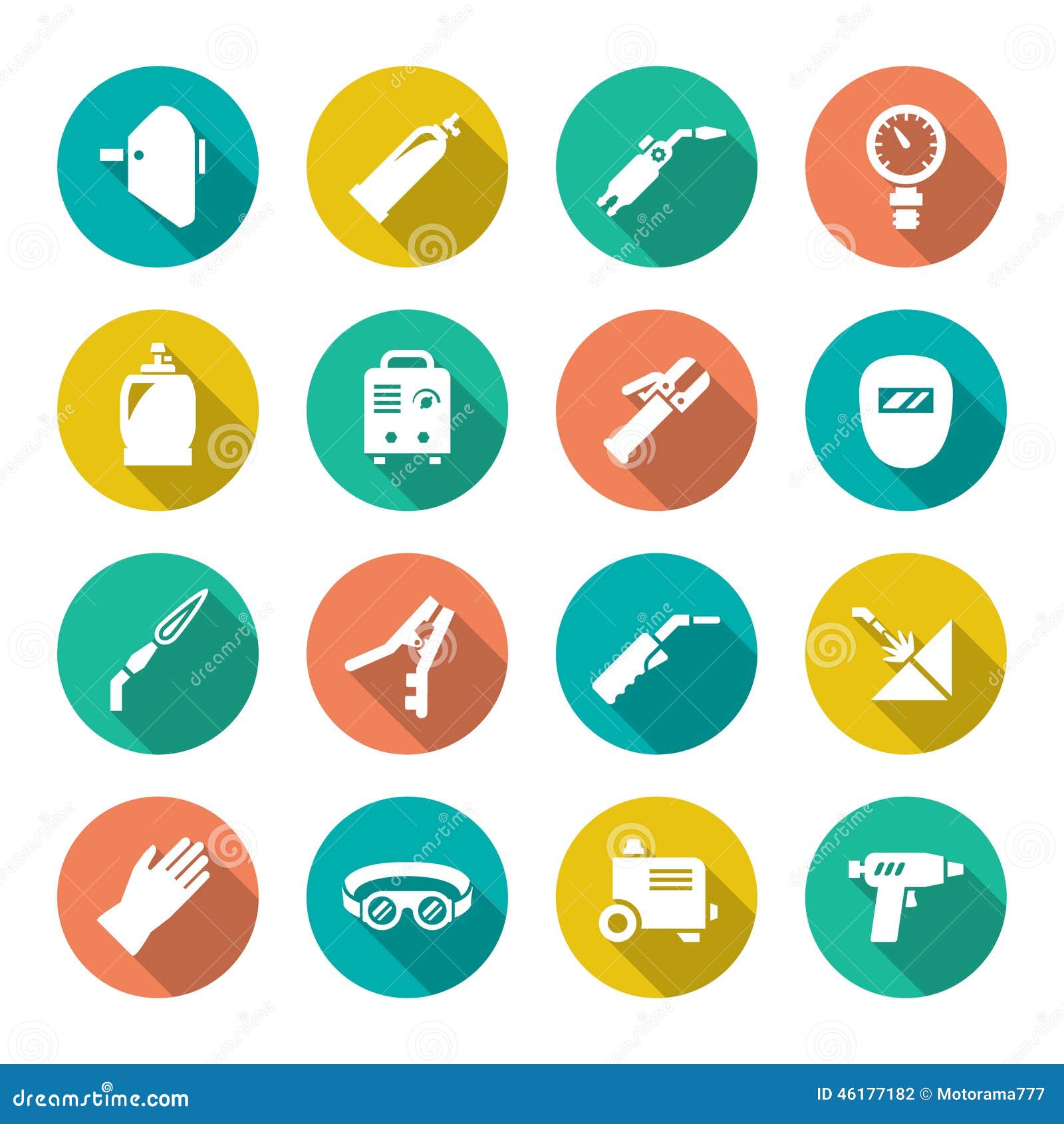 Set flat icons of welding stock vector. Illustration of pictogram ...