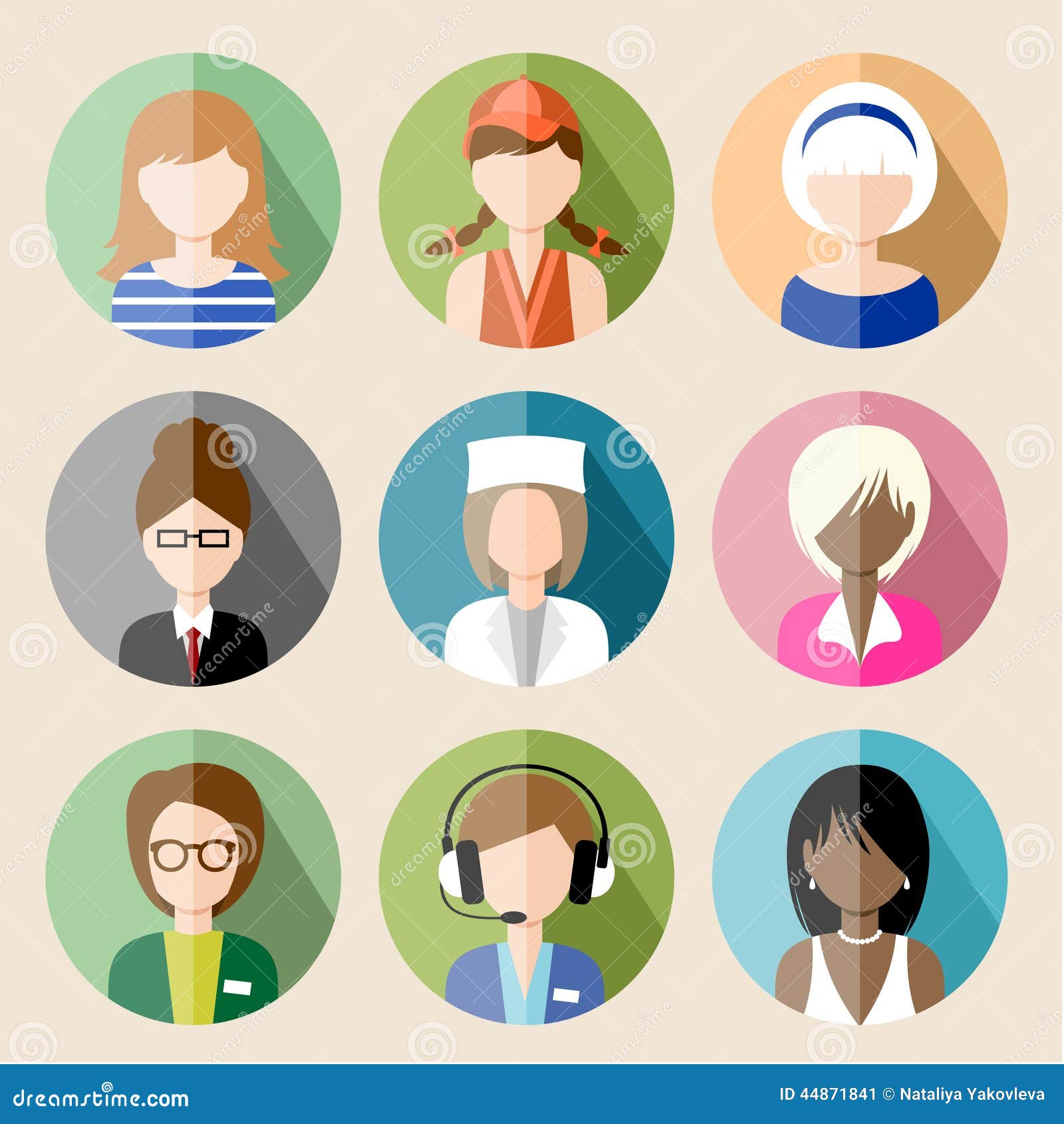 Set of Flat Icons with Women. Stock Vector - Illustration of character ...