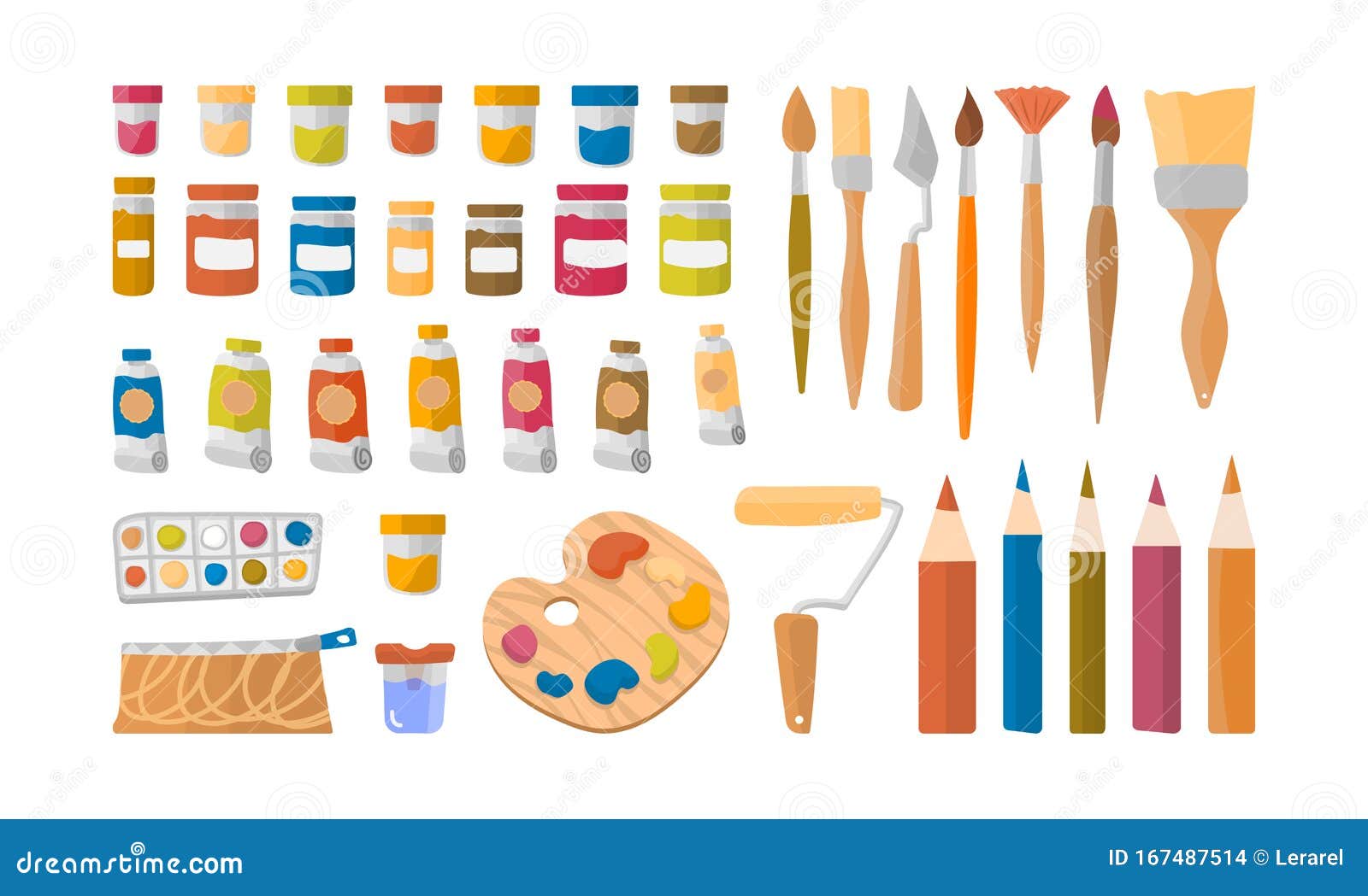 Set of Flat Illustration Tools for Creativity, Drawing and Creativity ...