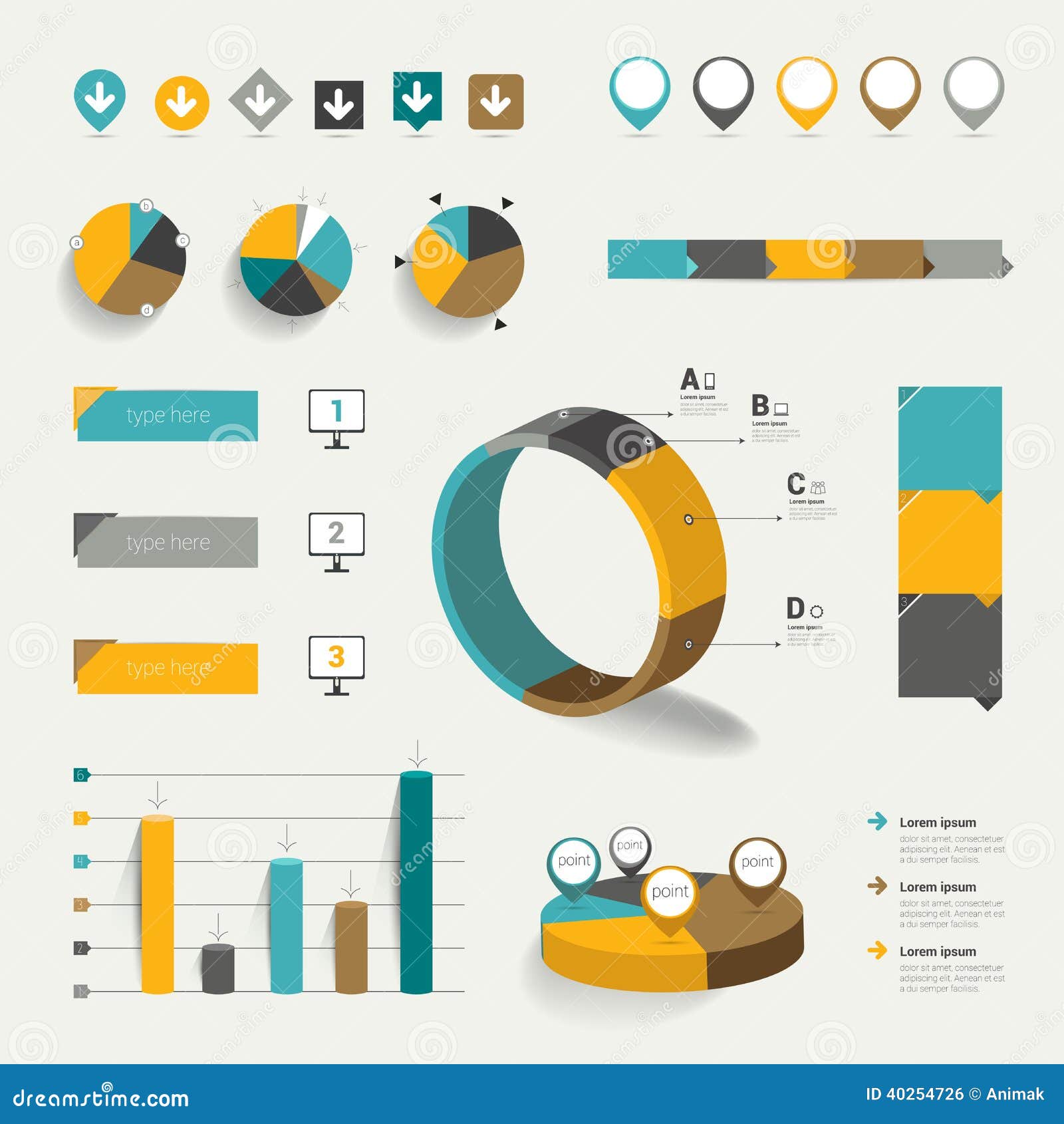 Set of Flat Infographic Elements. Stock Vector - Illustration of ...