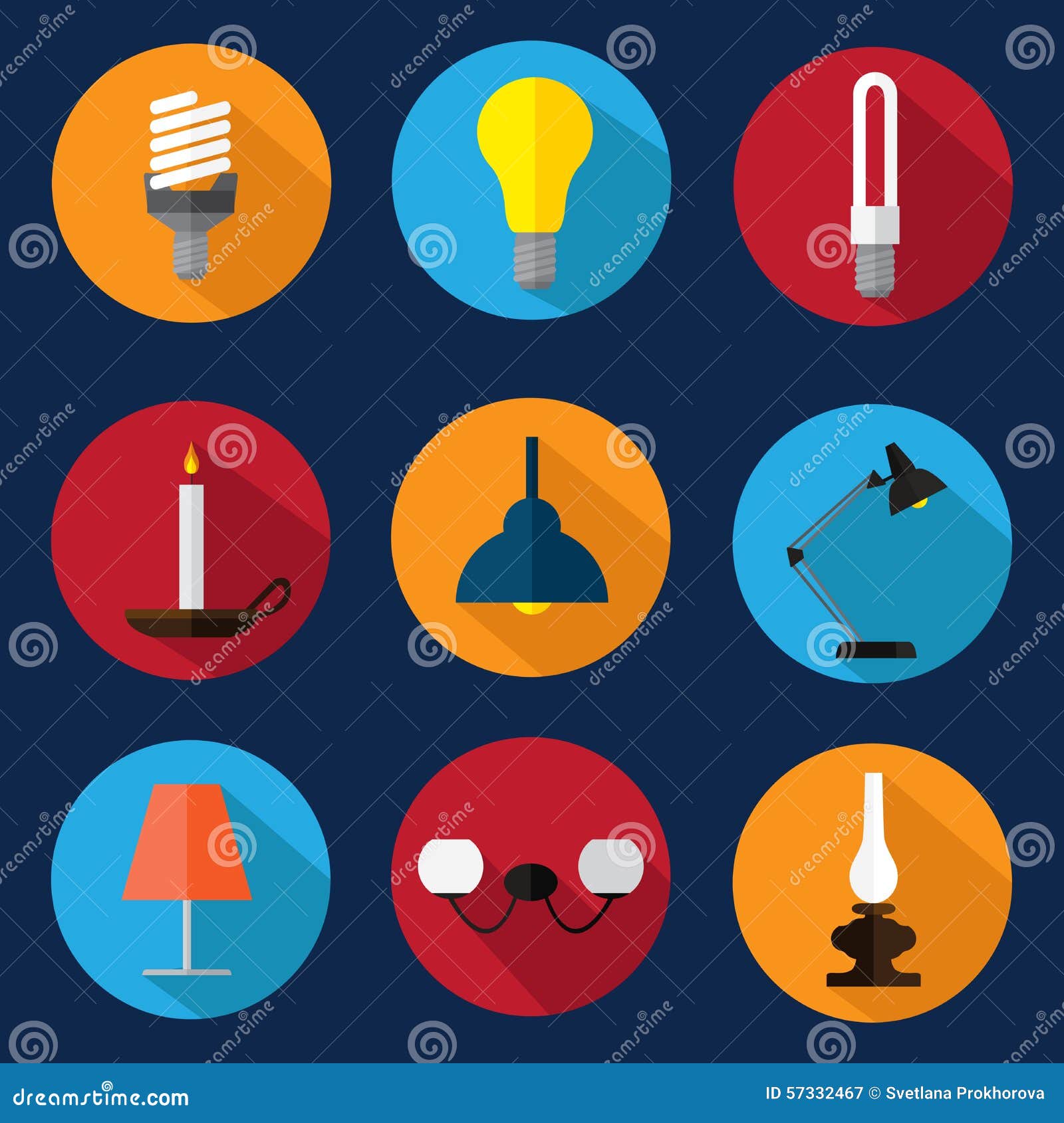 Set of flat lamps stock vector. Illustration of glass - 57332467