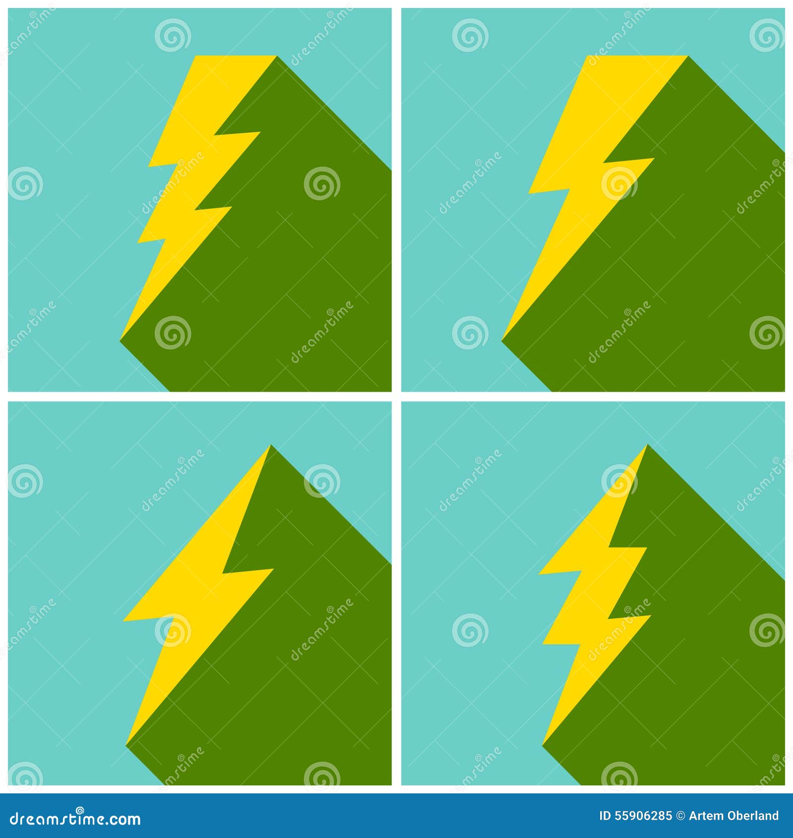 Set of Flat Lightning Symbols Set Stock Illustration - Illustration of ...
