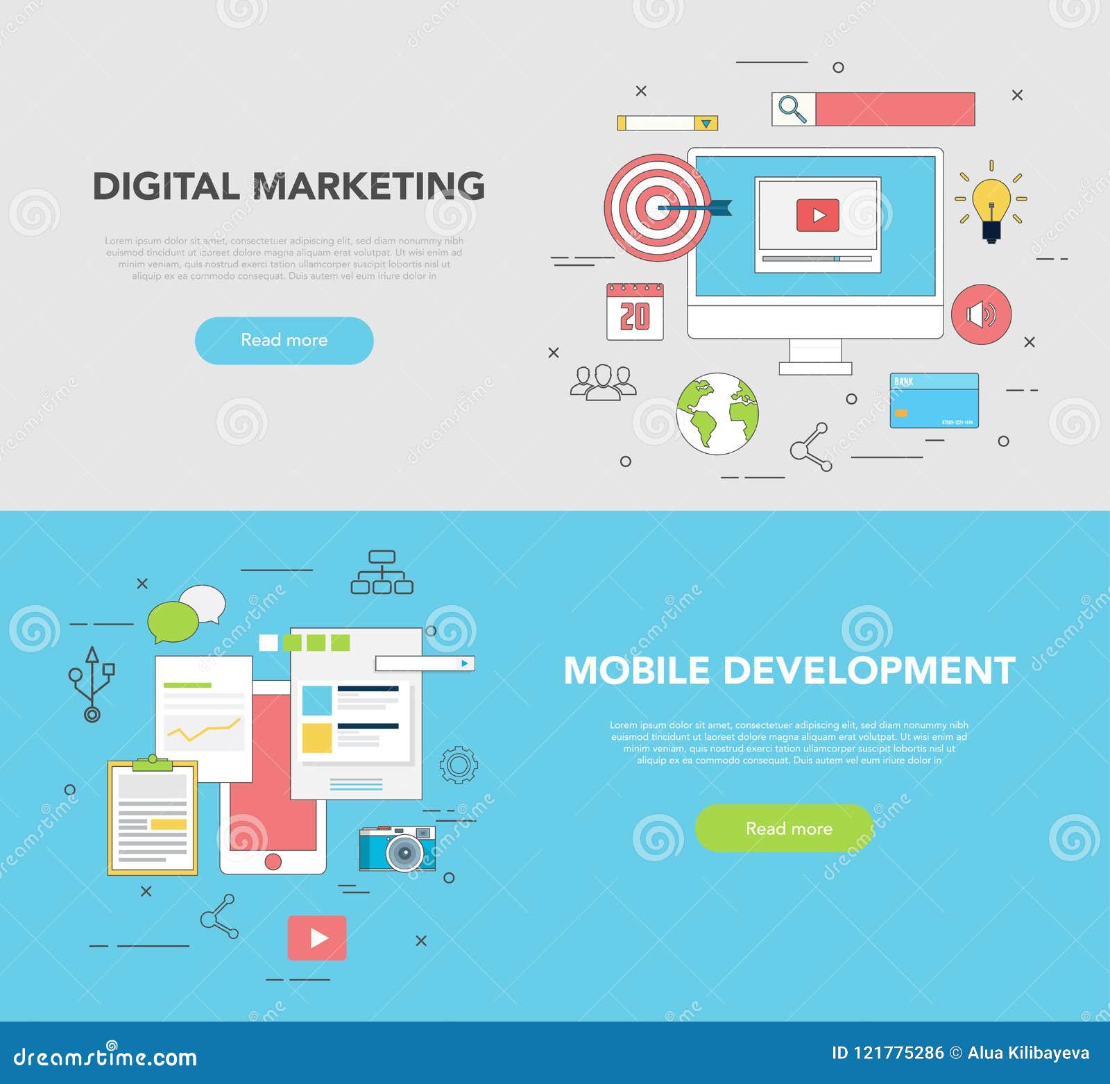Set of Two Web Banners Design Concept for Digital Marketing and Web ...