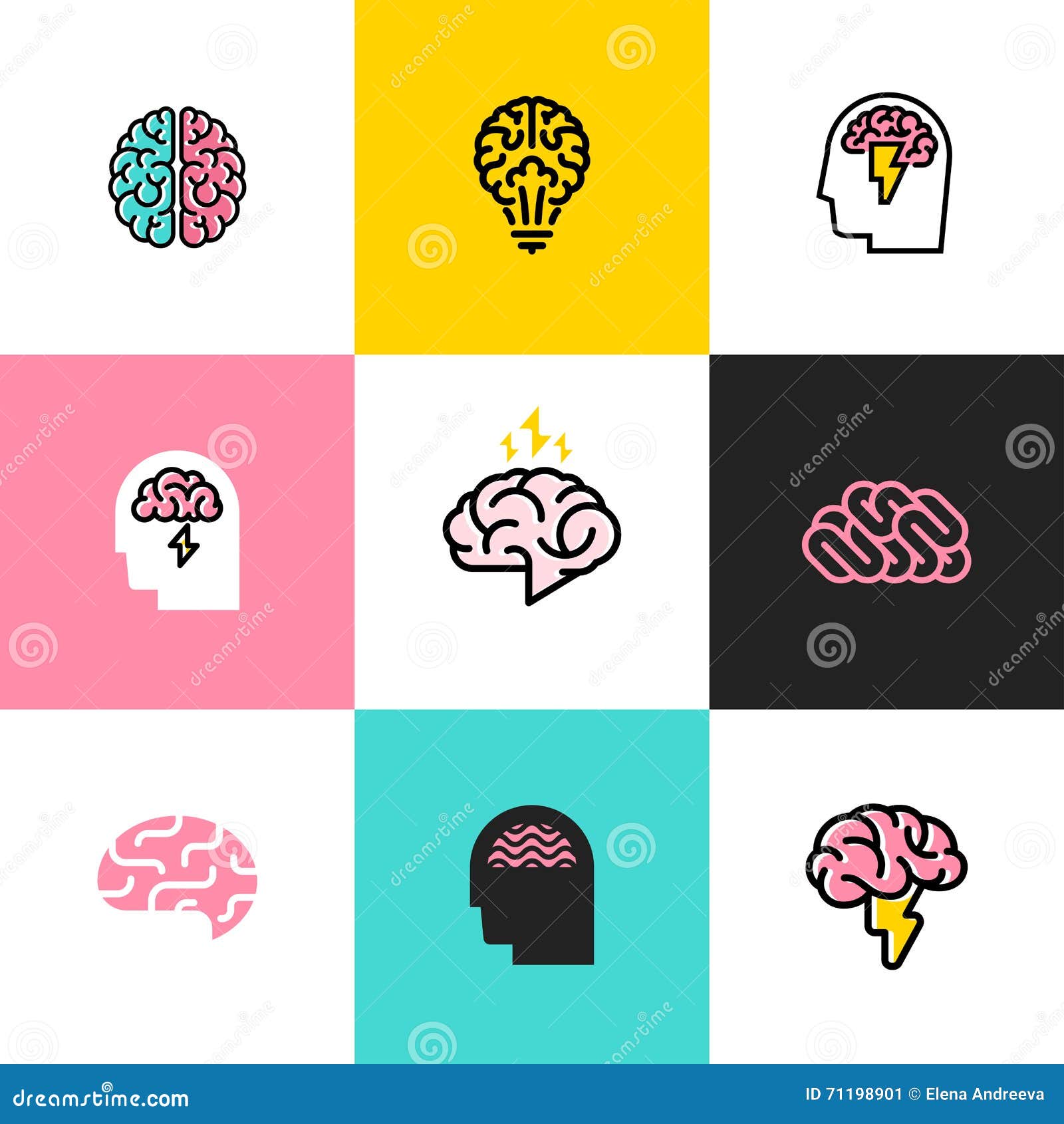 Brain Icons Black Vector Illustration | CartoonDealer.com #46483910