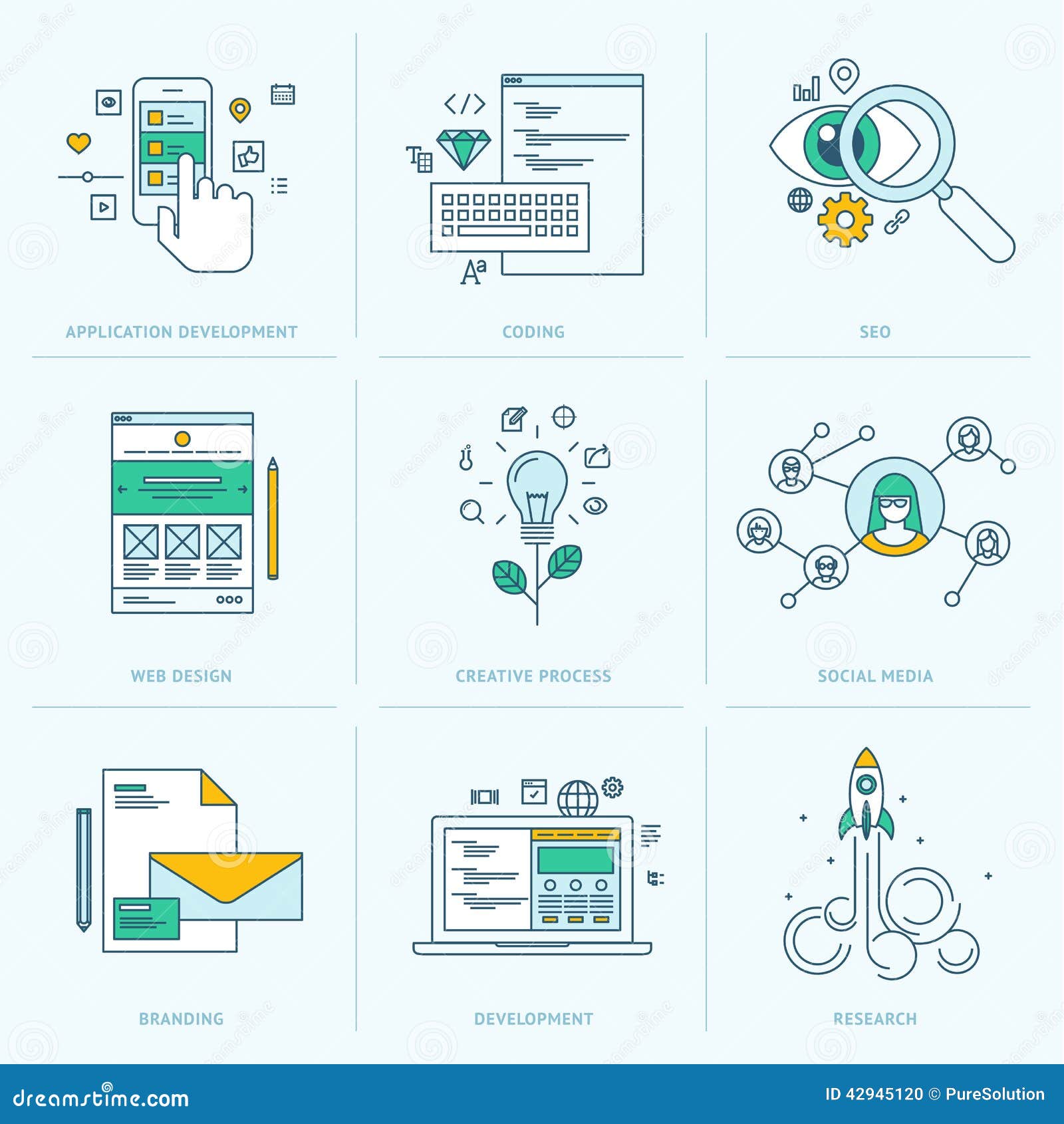 Set of Flat Line Icons for Web Development Stock Vector - Illustration ... Set of Flat Line Icons for Web Development Stock Vector - Illustration ...