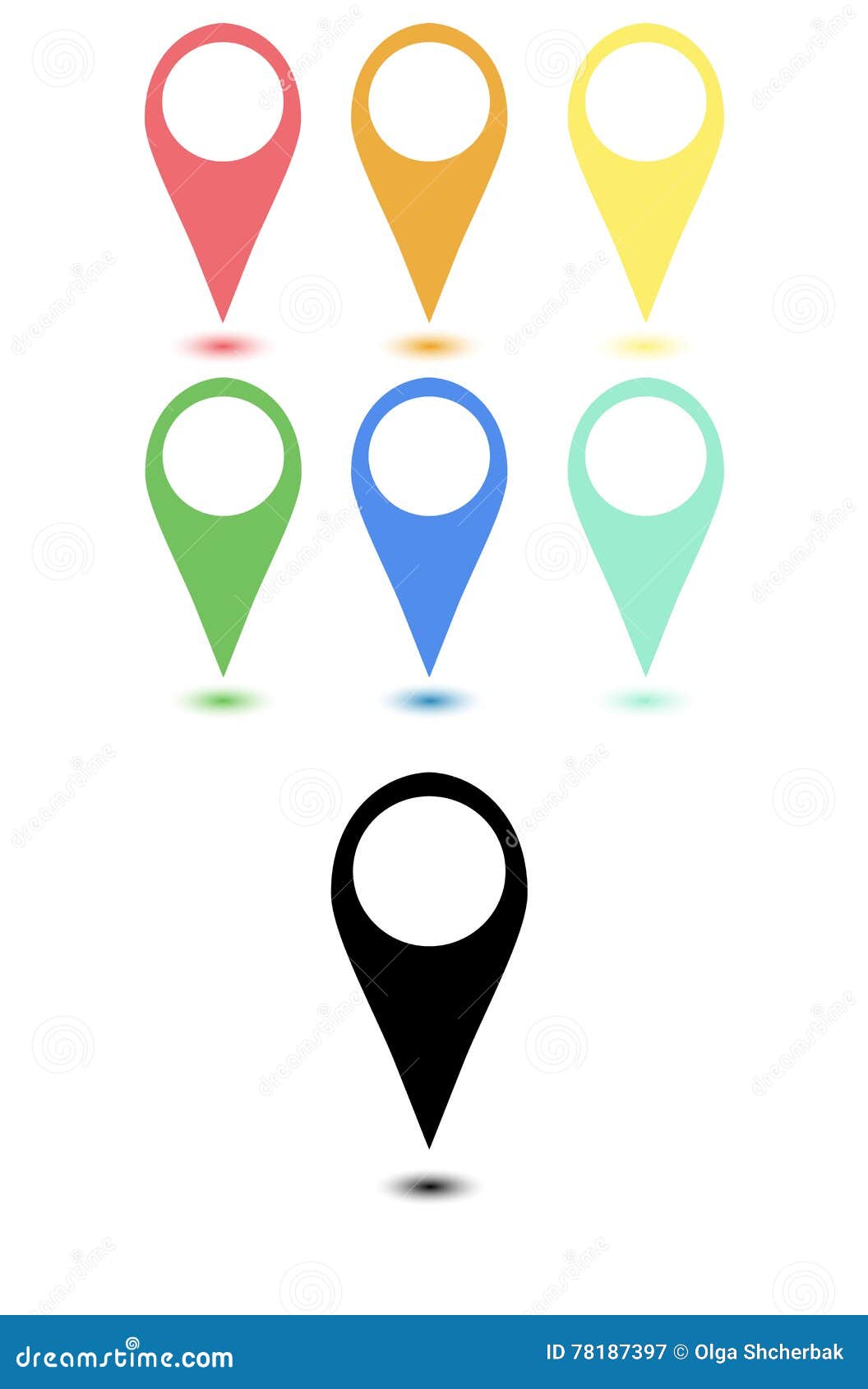 Set of flat map points stock vector. Illustration of mark - 78187397