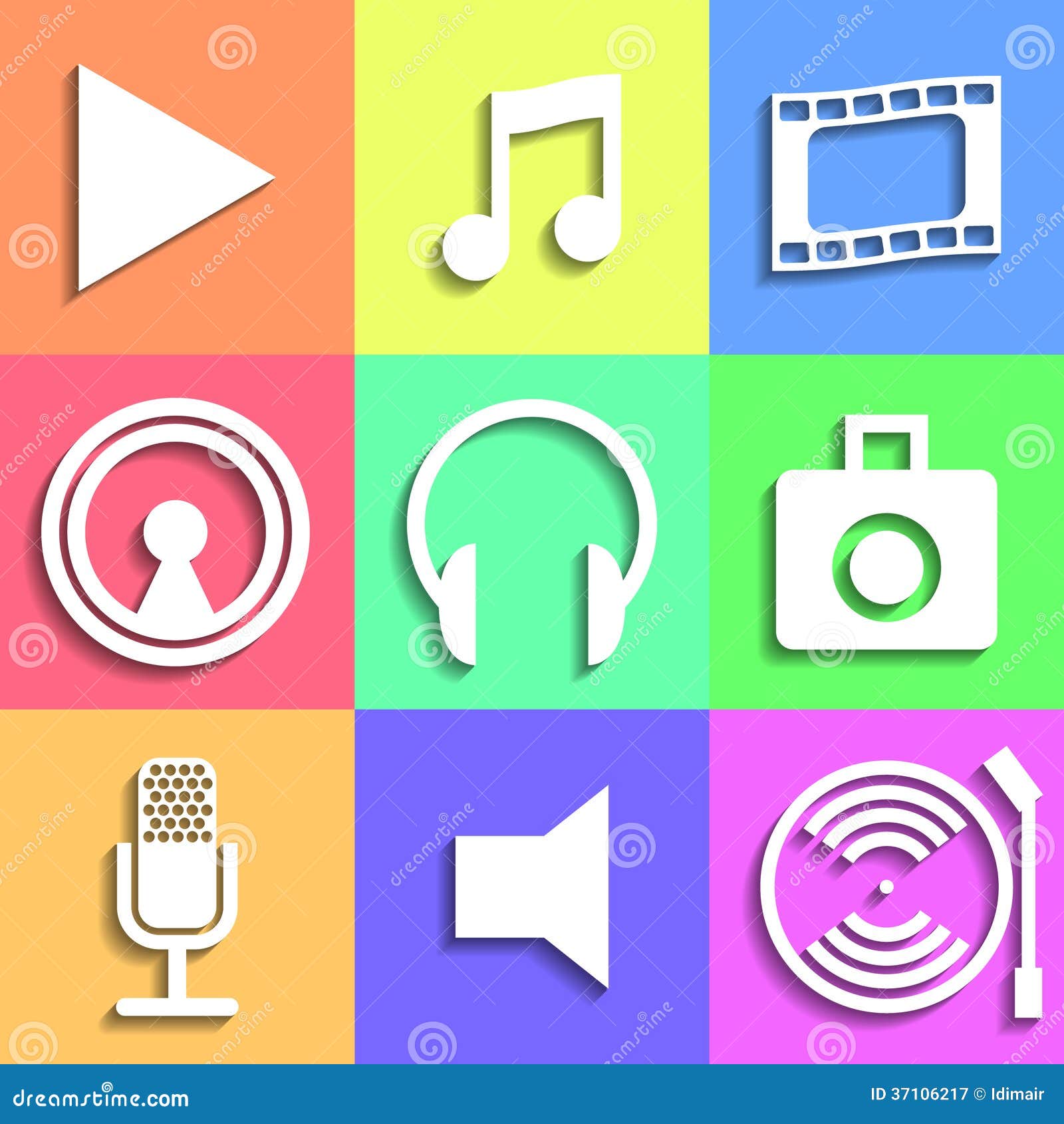 Set of flat Media Icons stock vector. Illustration of cinema - 37106217