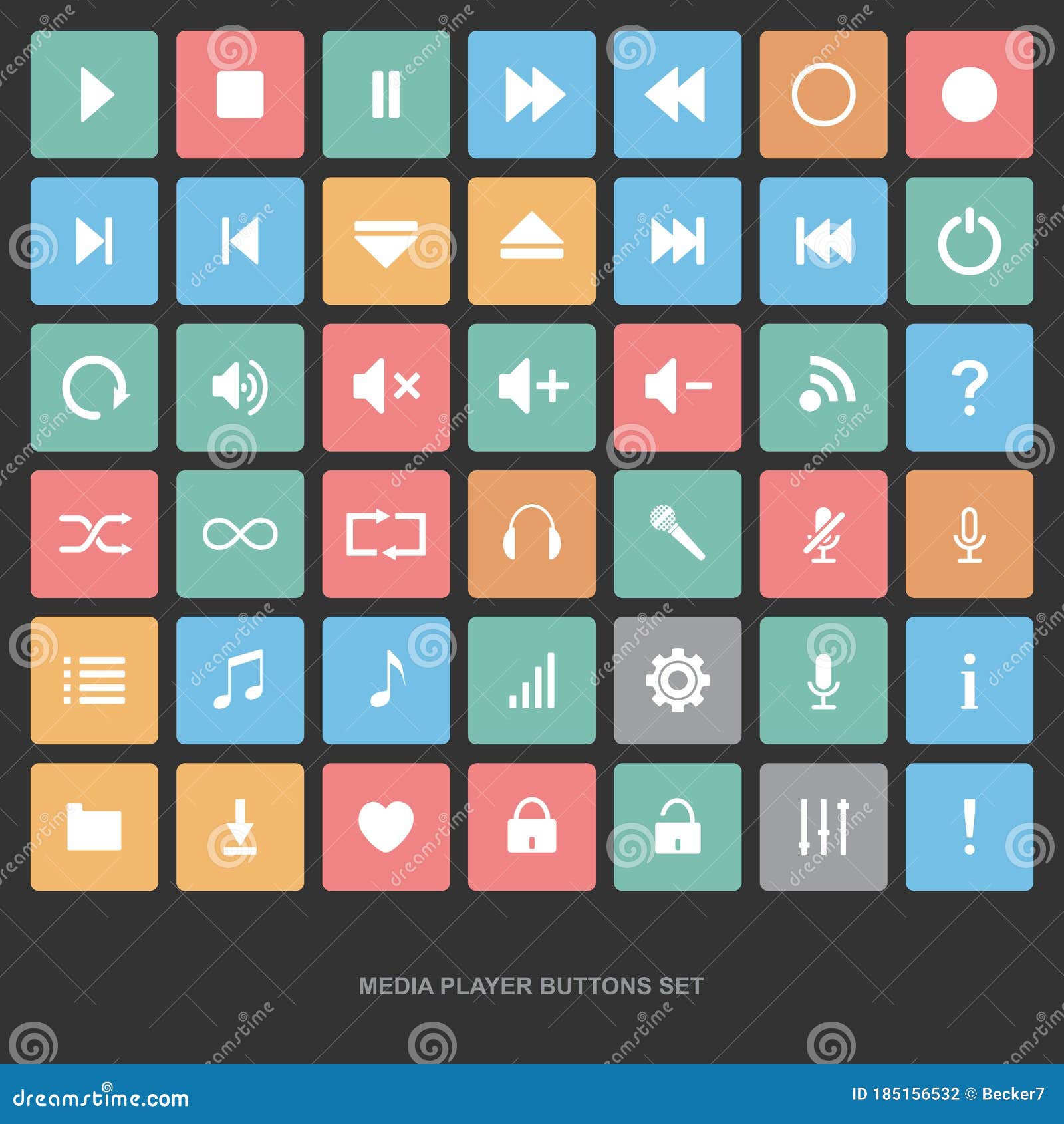 Set of Flat Media Player Buttons Stock Vector - Illustration of blue ... Set of Flat Media Player Buttons Stock Vector - Illustration of blue ...