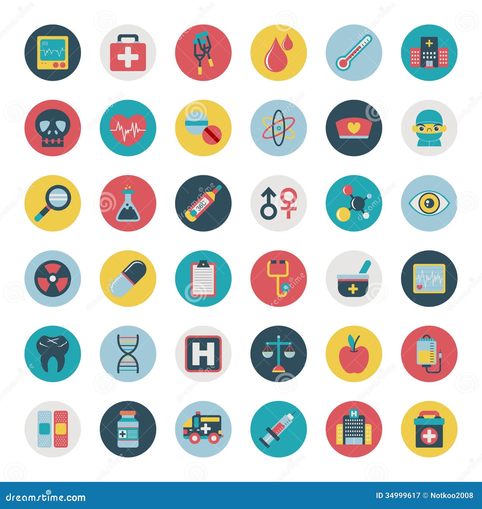 Set of flat Medical icons stock vector. Illustration of medication ...