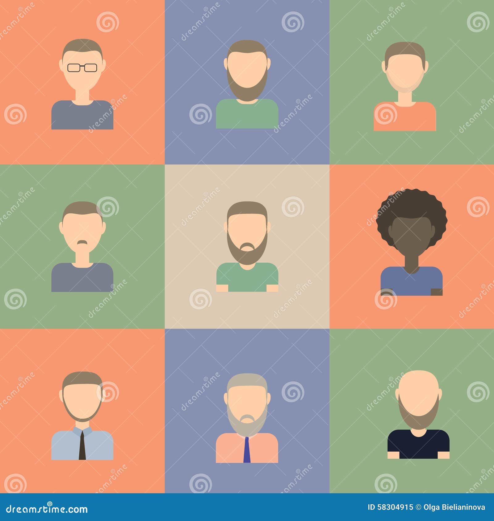 Set of flat men icons stock vector. Illustration of hair - 58304915