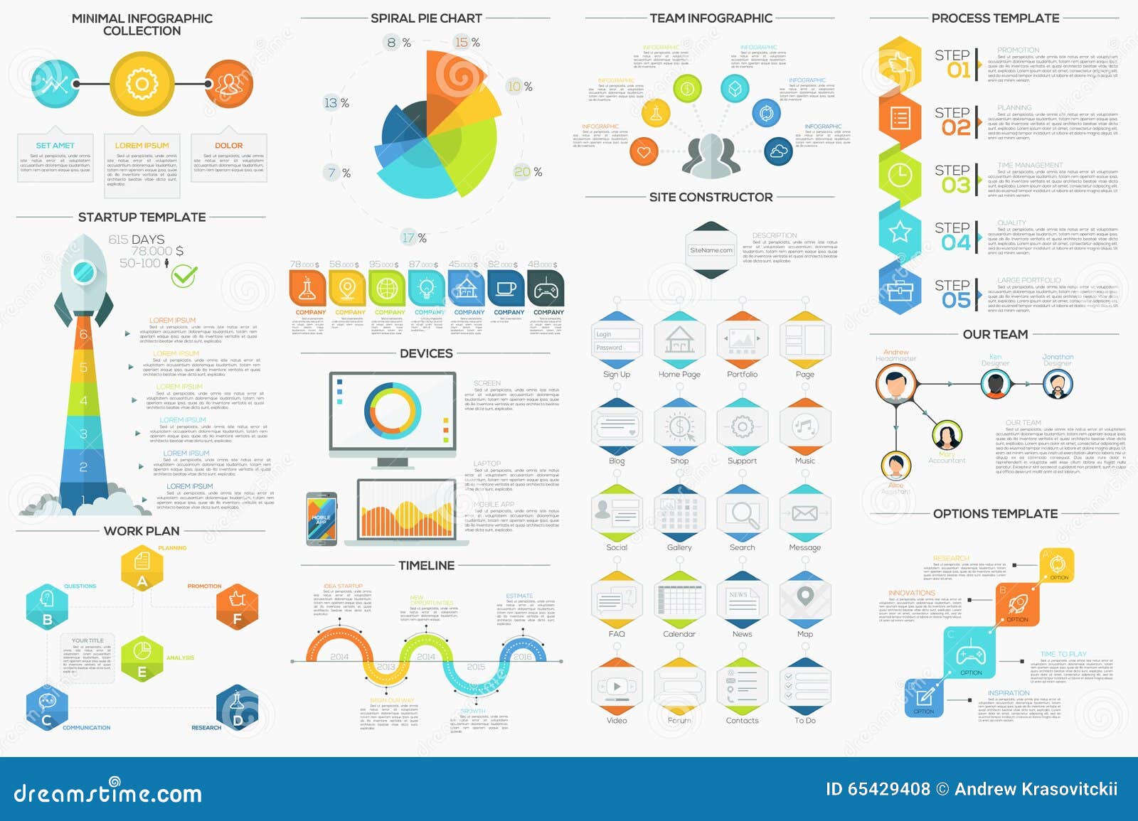 Set of 9 Flat Minimal Infographics Stock Vector - Illustration of flat ...