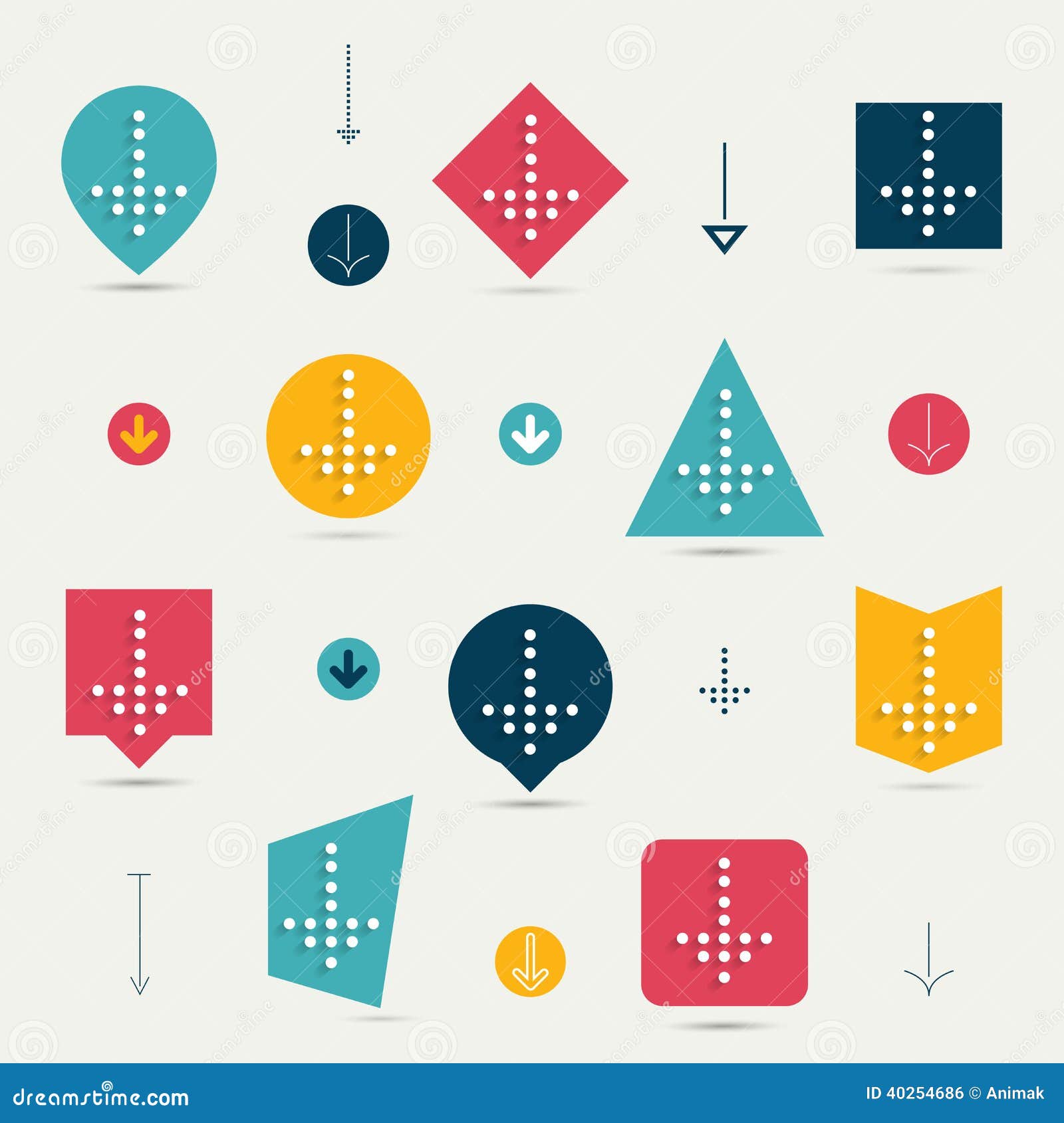 Set of Flat Minimalistic Arrow, Download Icon. Stock Vector ...