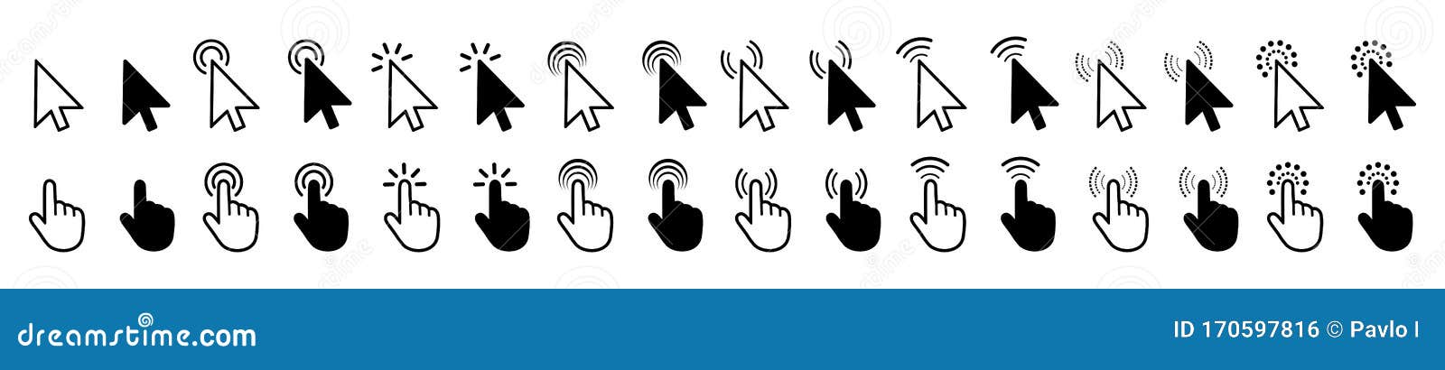 Set of Flat Modern Cursor Icons – Stock Vector Stock Illustration ...