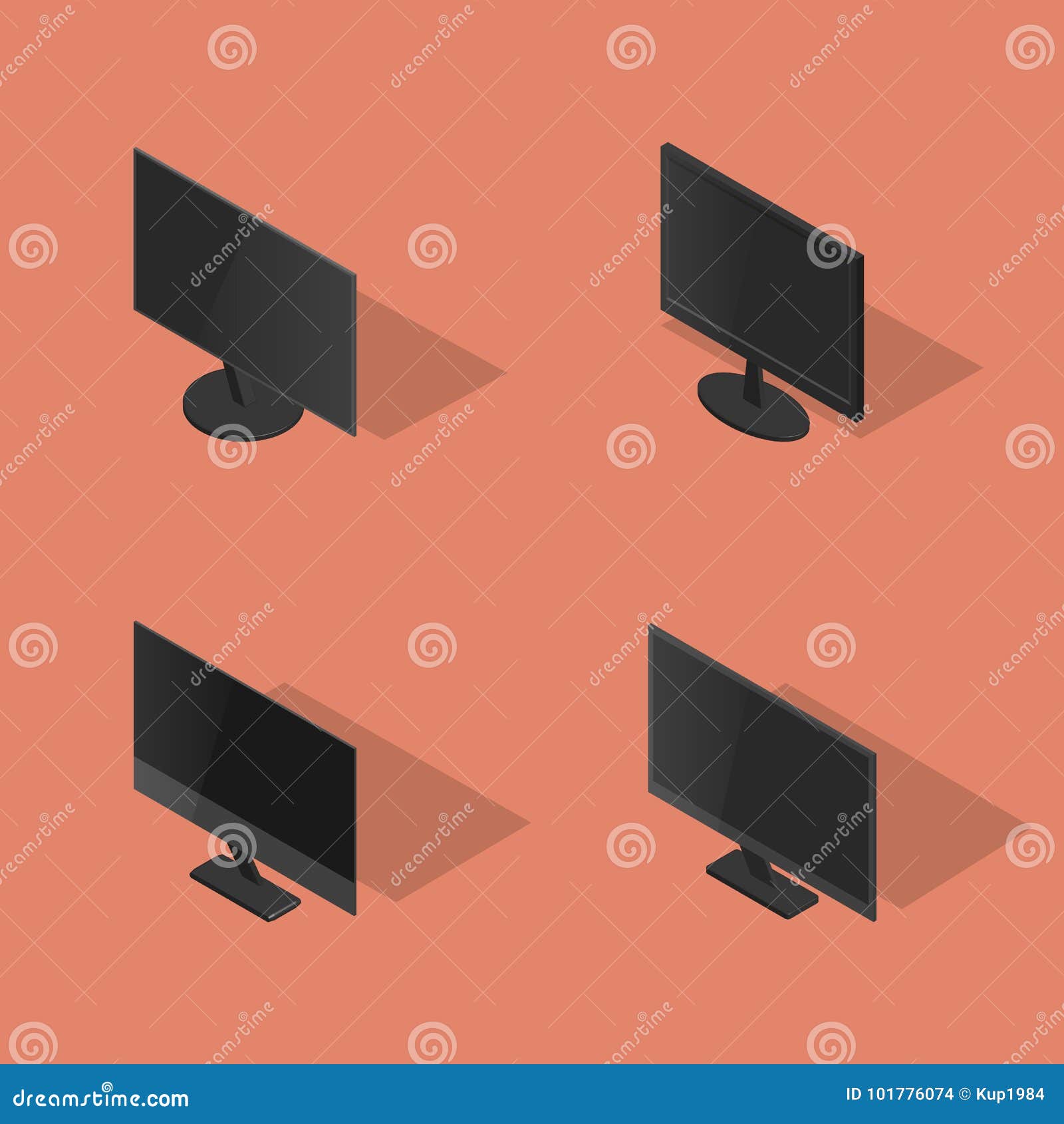 Set of Flat Monitors in 3D, Vector Illustration. Stock Vector ...