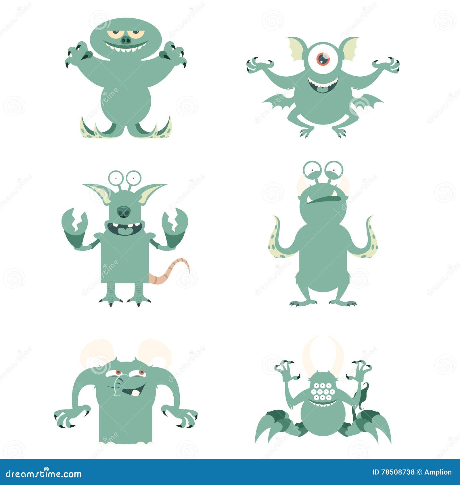Set of flat moster icons10 stock vector. Illustration of flat - 78508738