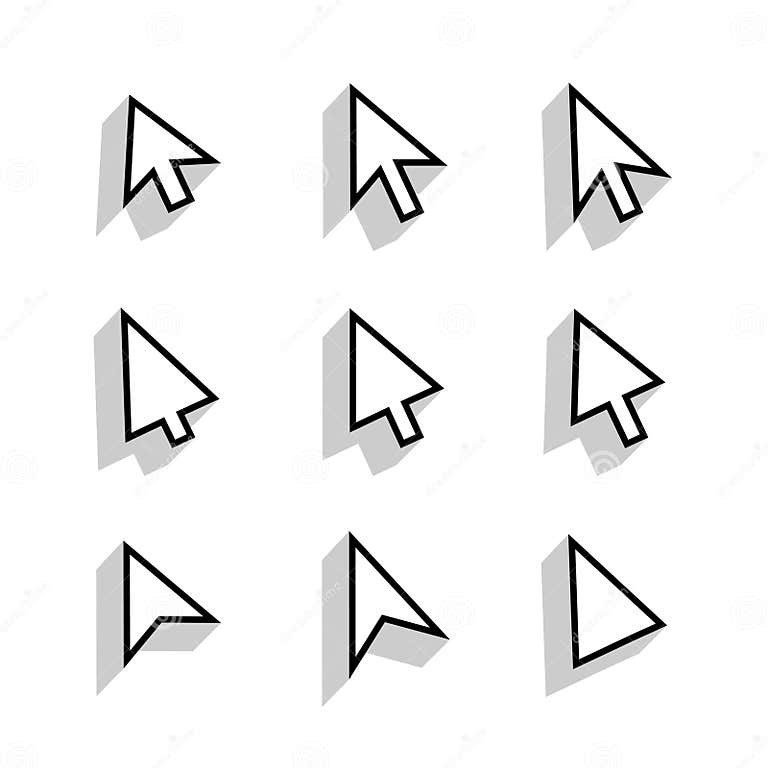 Set of Flat Mouse Cursor Arrow Element Symbol Design Stock Illustration ...