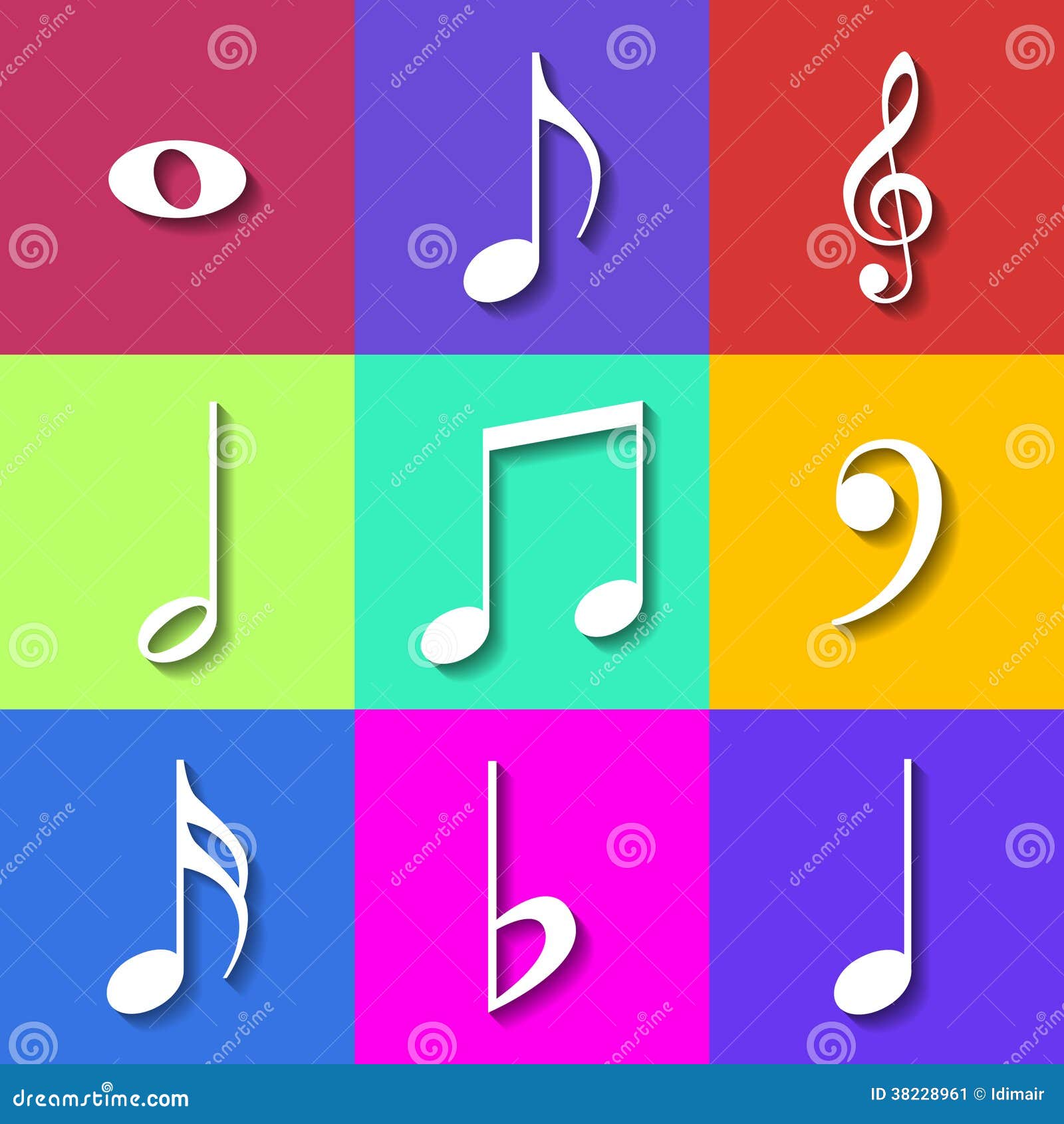 Set of Flat Music Notes Icons. Vector Stock Vector - Illustration of ...