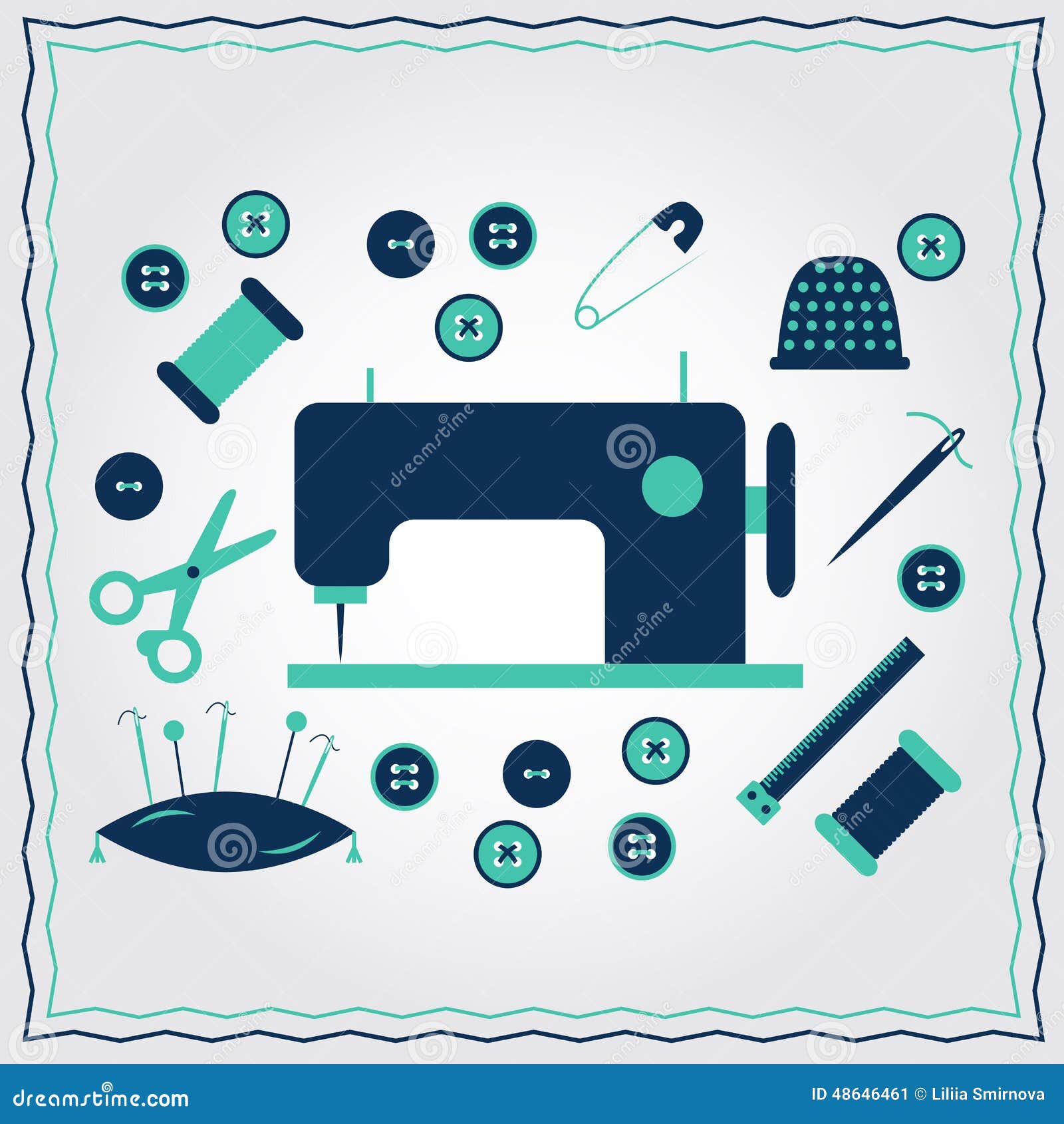 Set of Flat Needlework Icons Stock Vector - Illustration of manufacture, collection: 48646461