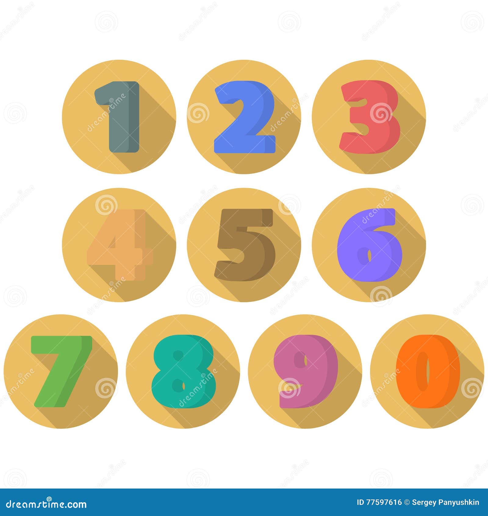 Set of flat numbers. stock vector. Illustration of numeral - 77597616